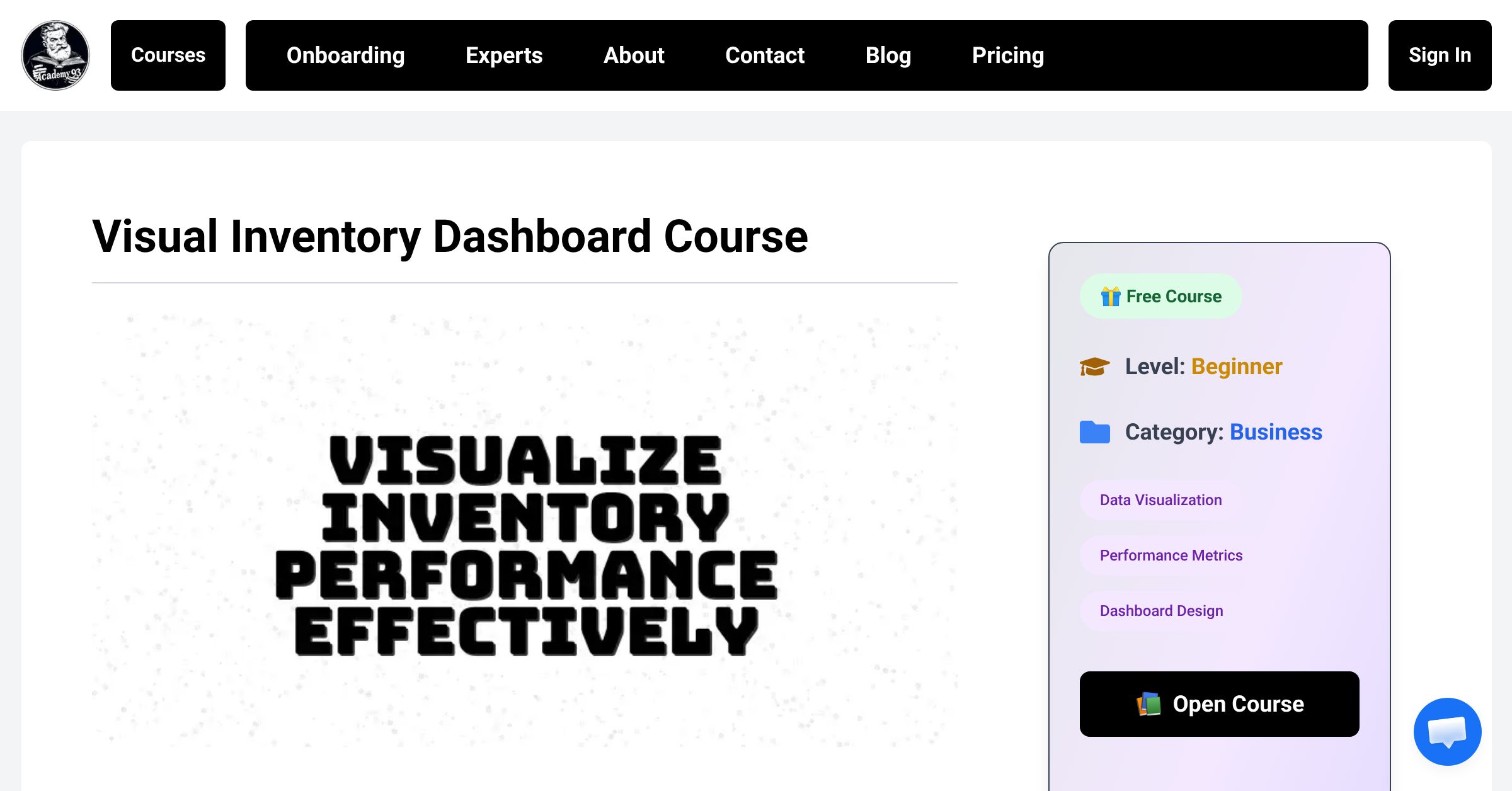 Visual Inventory Dashboard Course | Academy93 - Master Your Skills