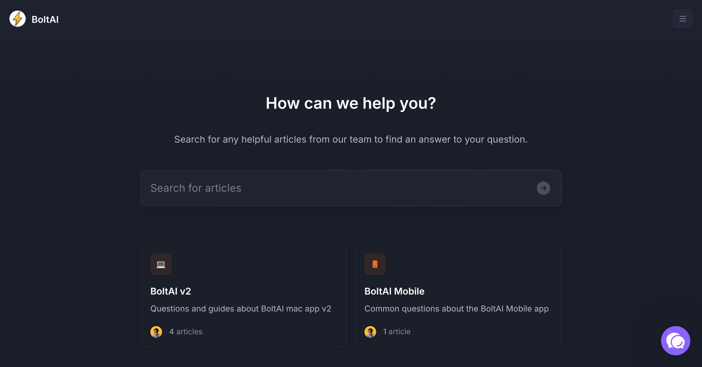 Help Center | BoltAI