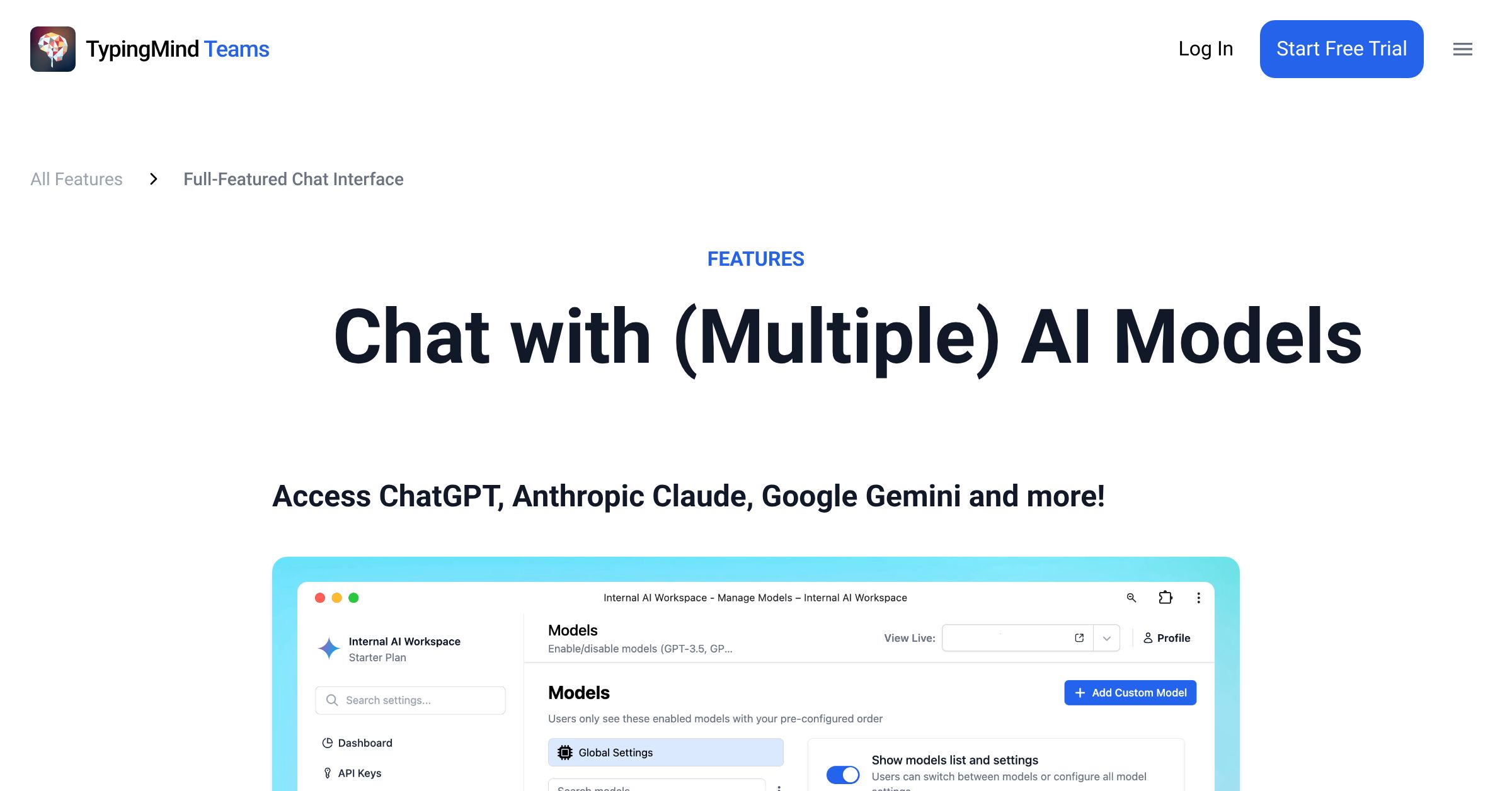 TypingMind Custom - Manage Chat Models