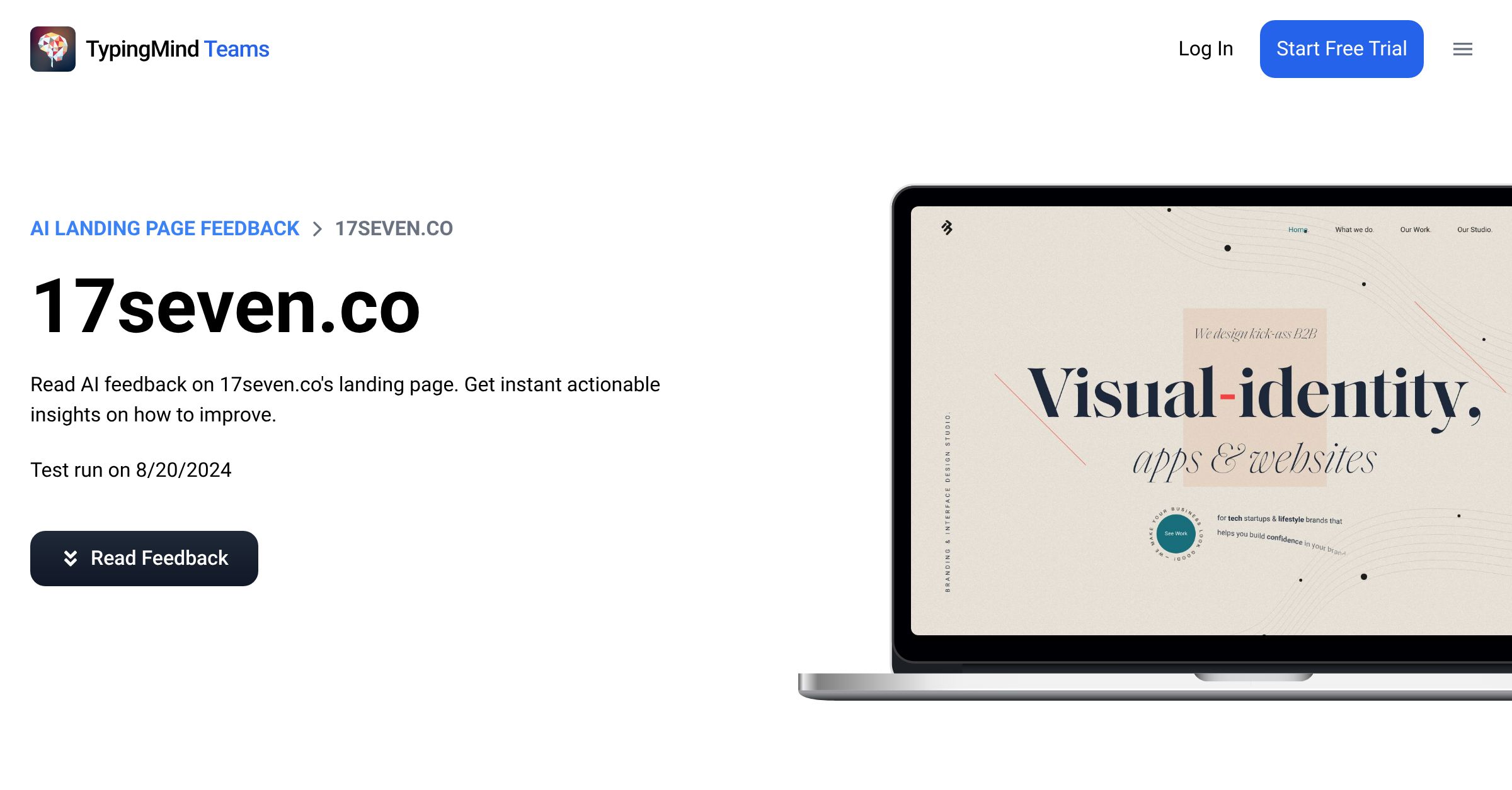 AI Landing Page Feedback for 17seven.co