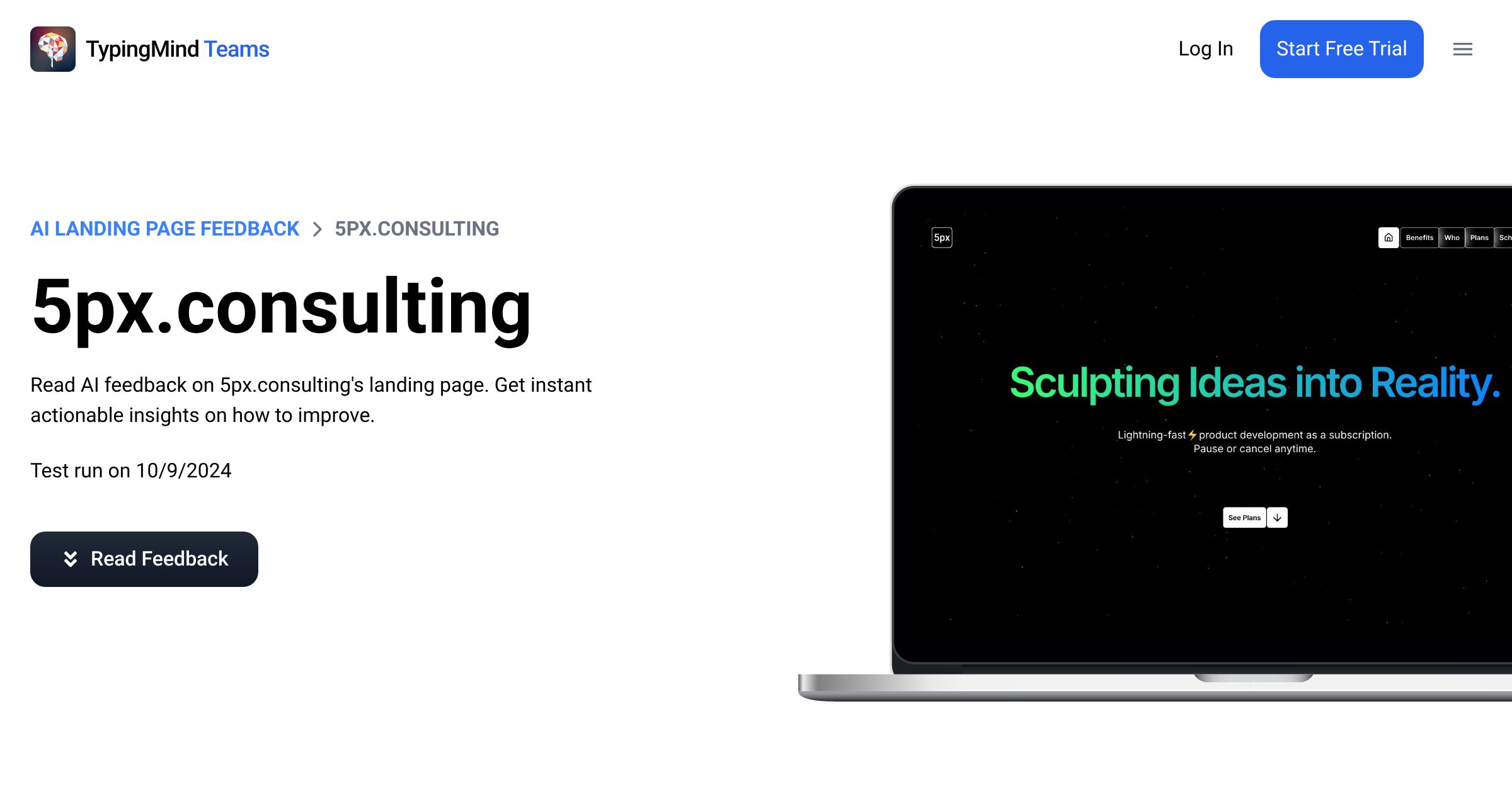AI Landing Page Feedback for 5px.consulting
