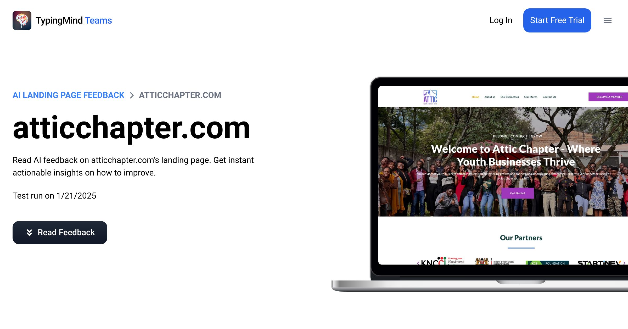 AI Landing Page Feedback for atticchapter.com