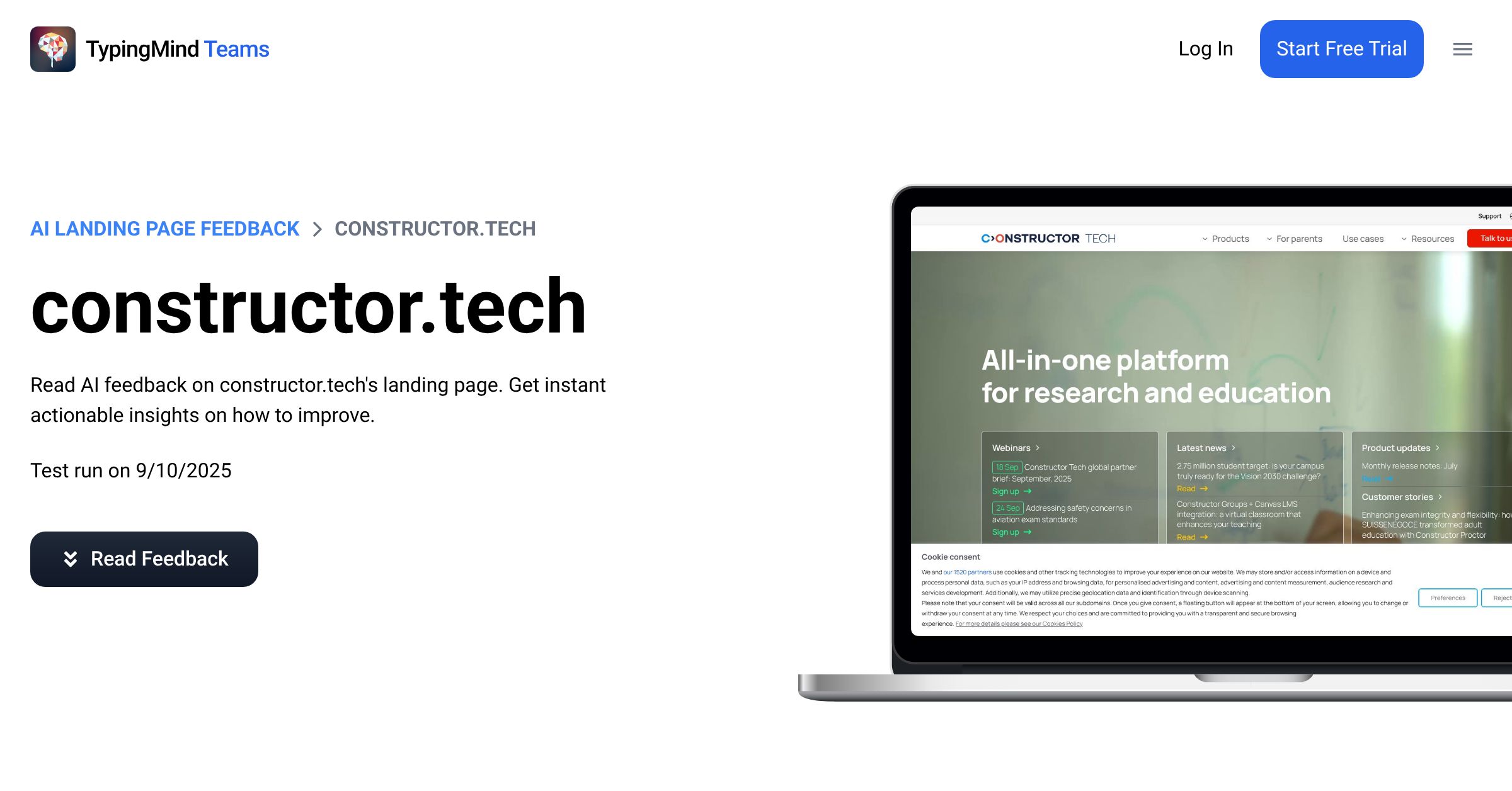 AI Landing Page Feedback for constructor.tech