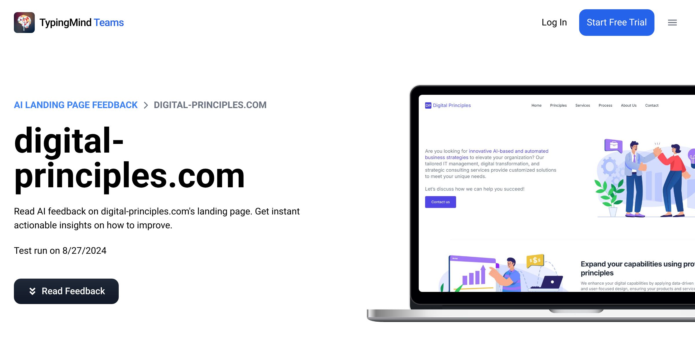 AI Landing Page Feedback for digital-principles.com