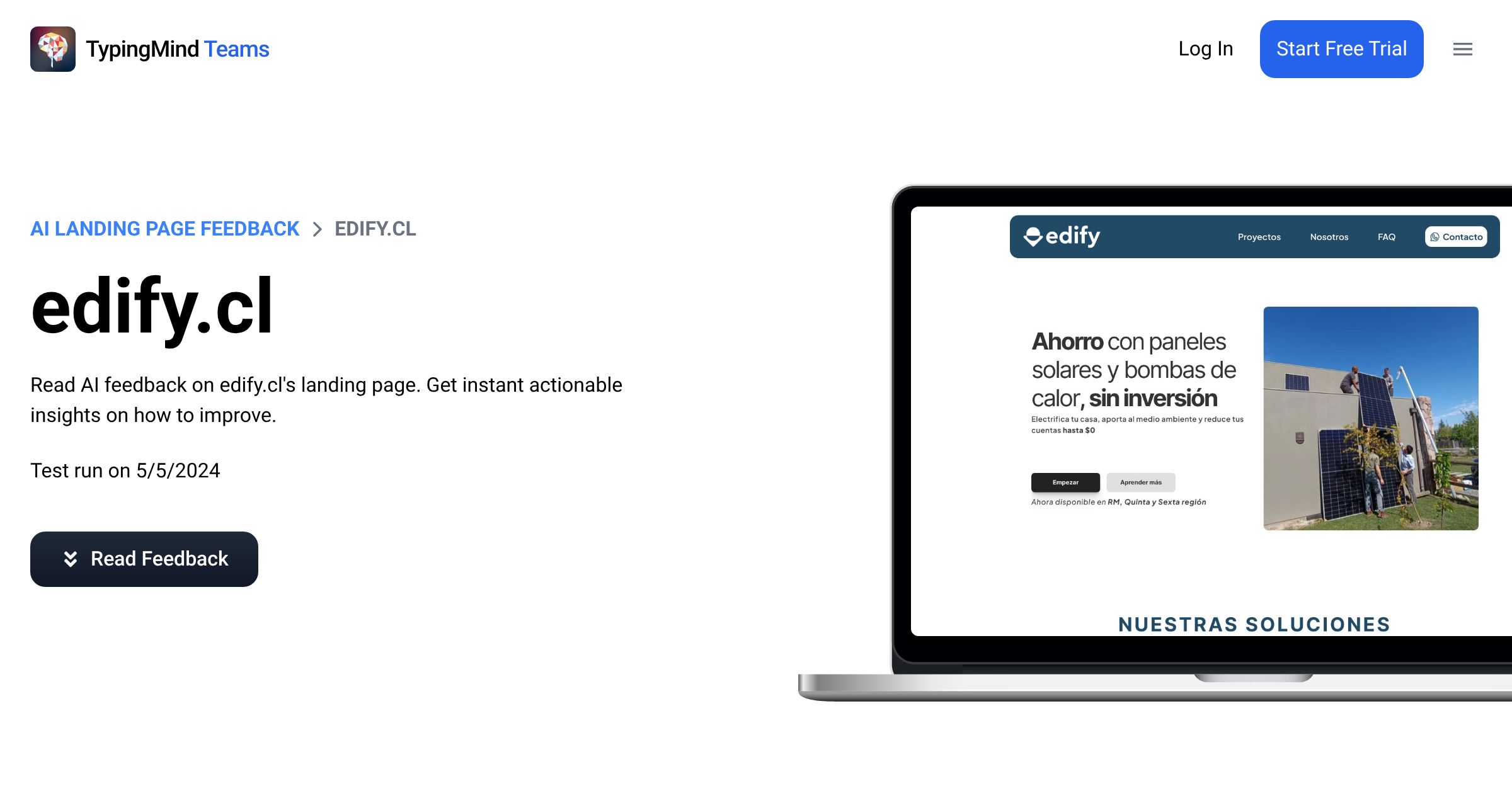 AI Landing Page Feedback for edify.cl