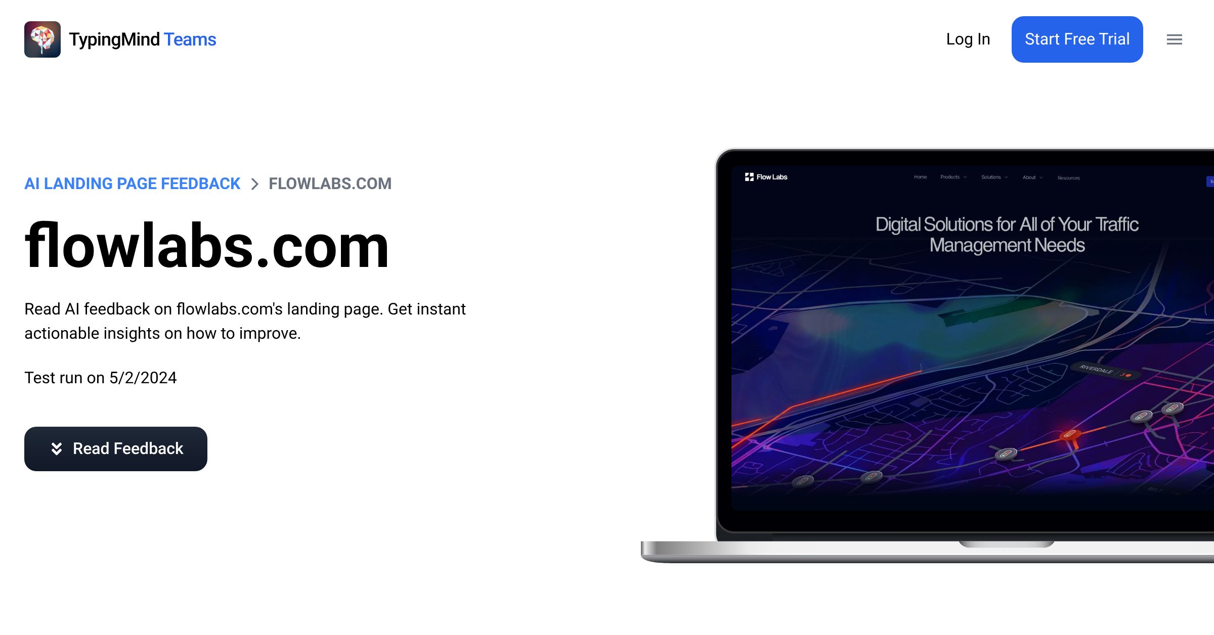 AI Landing Page Feedback for flowlabs.com