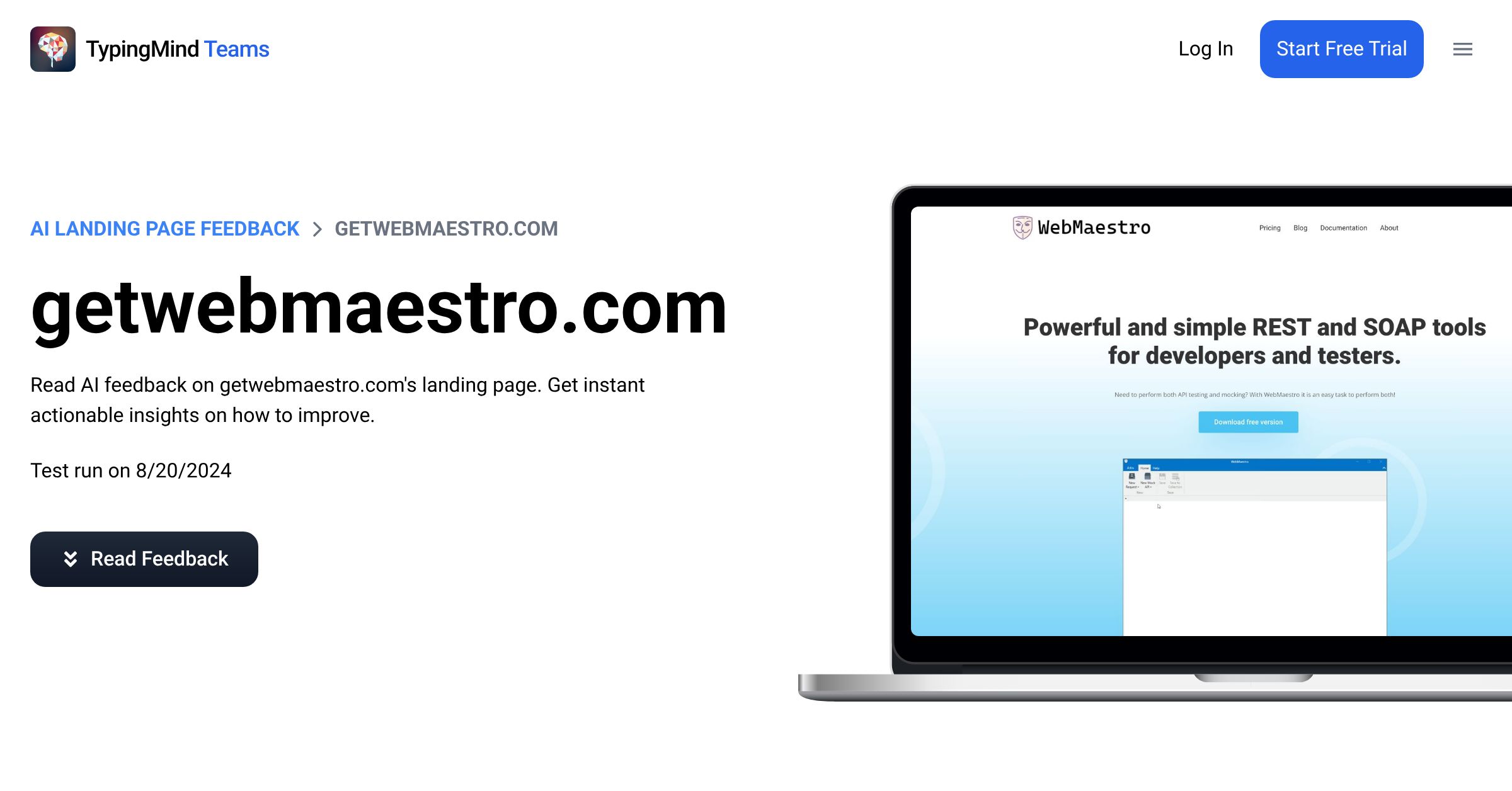 AI Landing Page Feedback for getwebmaestro.com