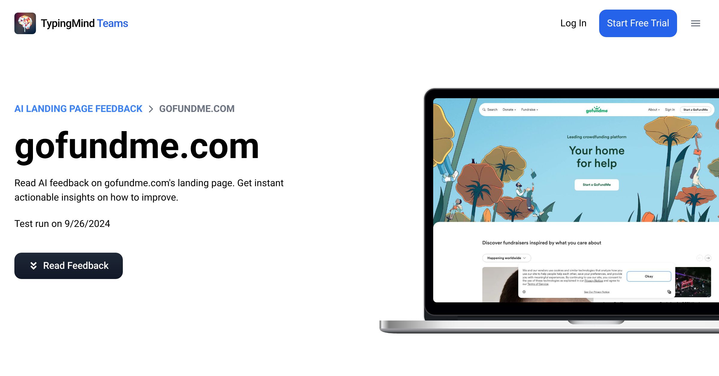 AI Landing Page Feedback for gofundme.com