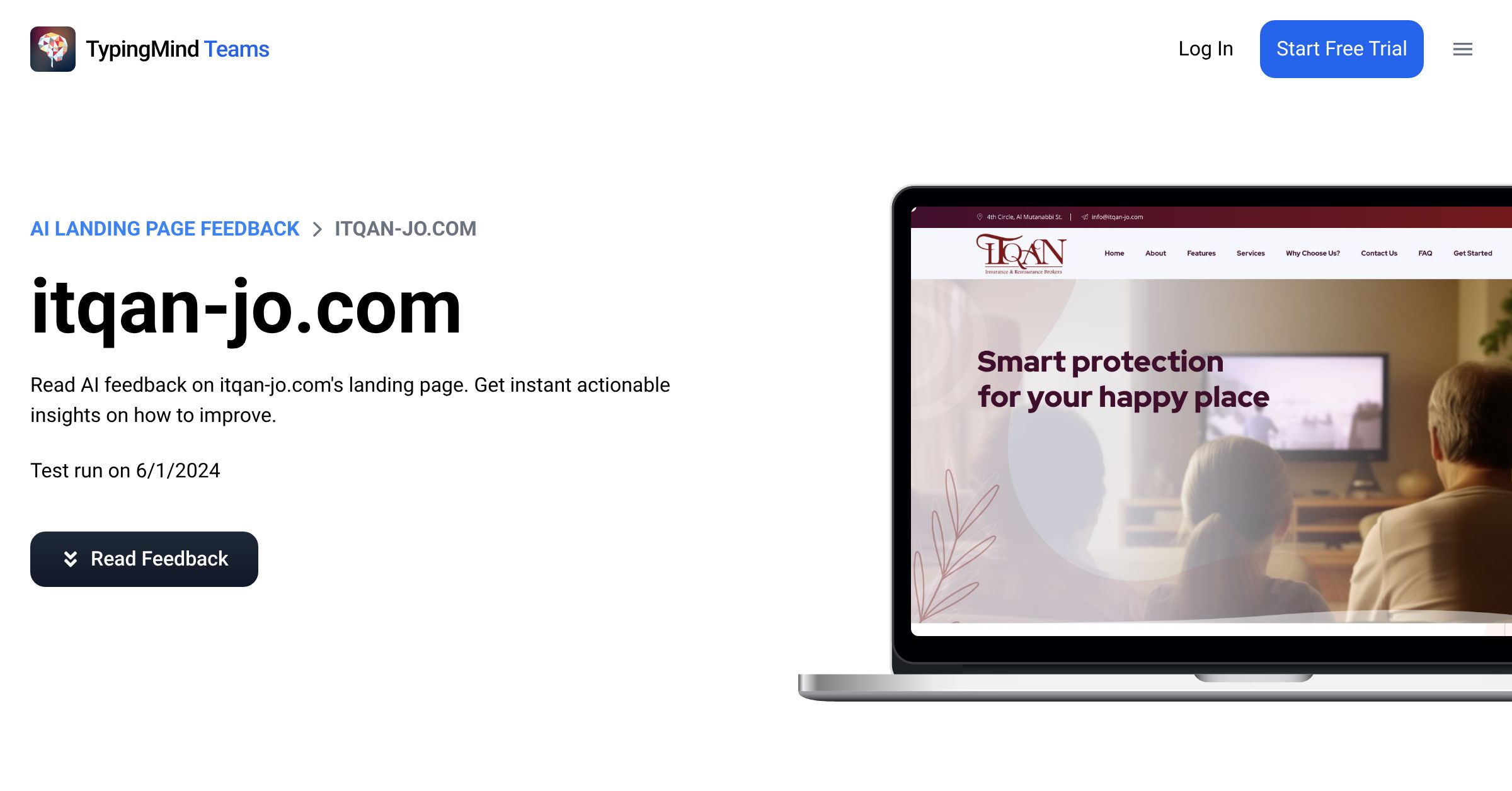AI Landing Page Feedback for itqan-jo.com