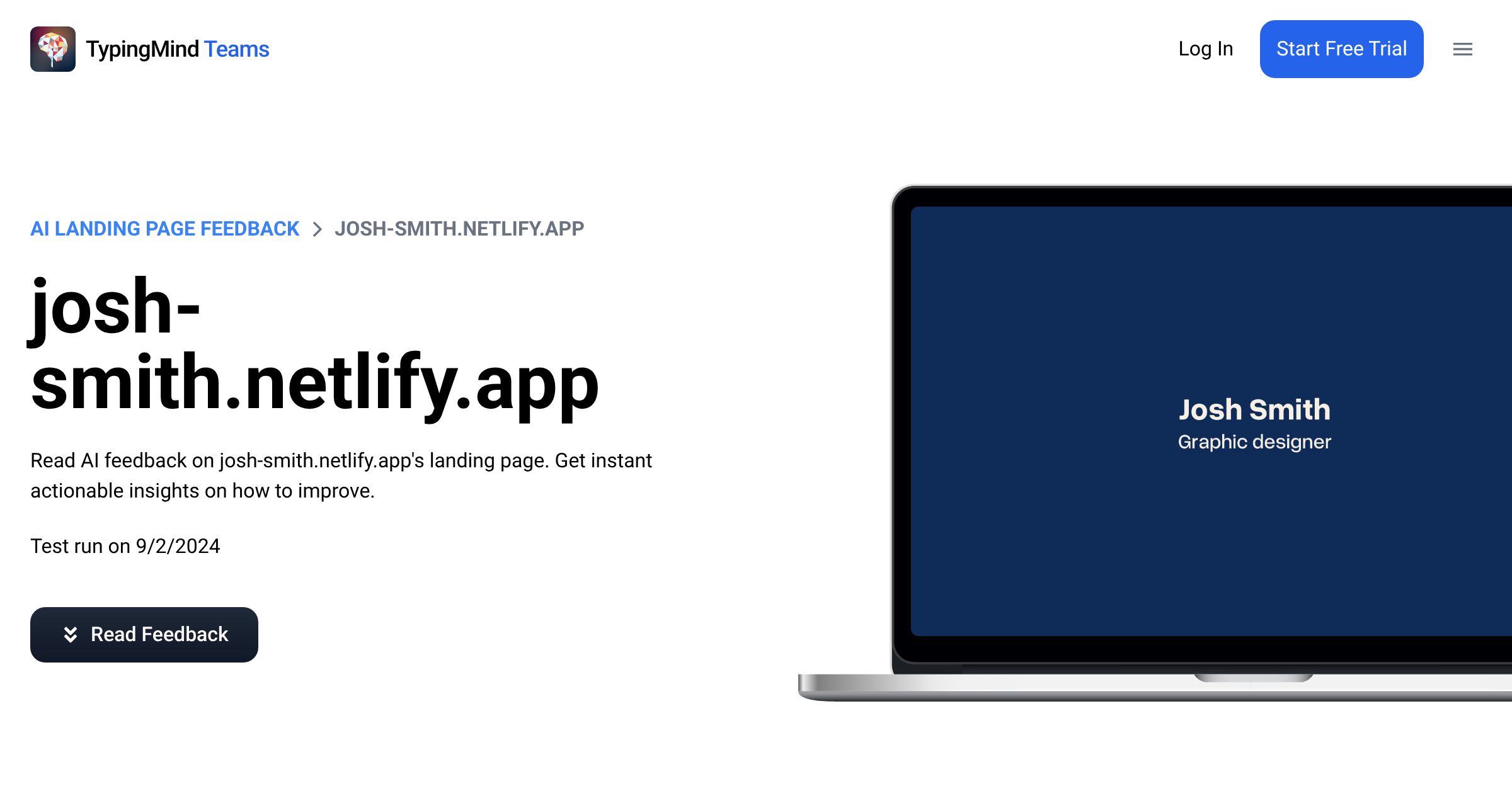AI Landing Page Feedback for josh-smith.netlify.app