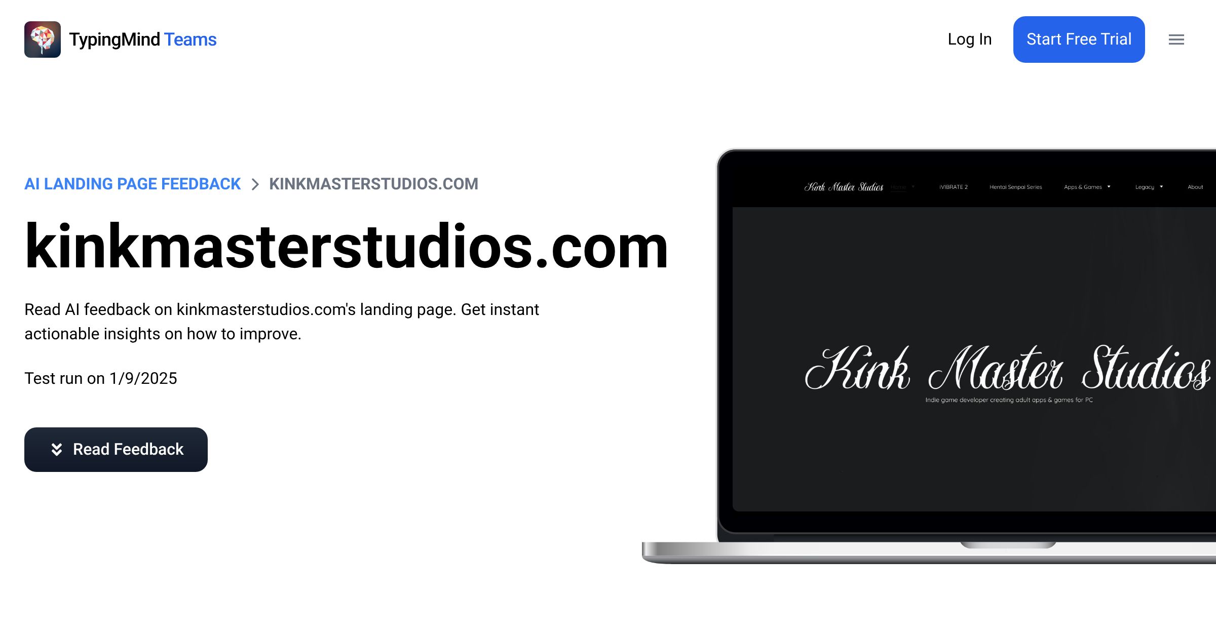 AI Landing Page Feedback for kinkmasterstudios.com