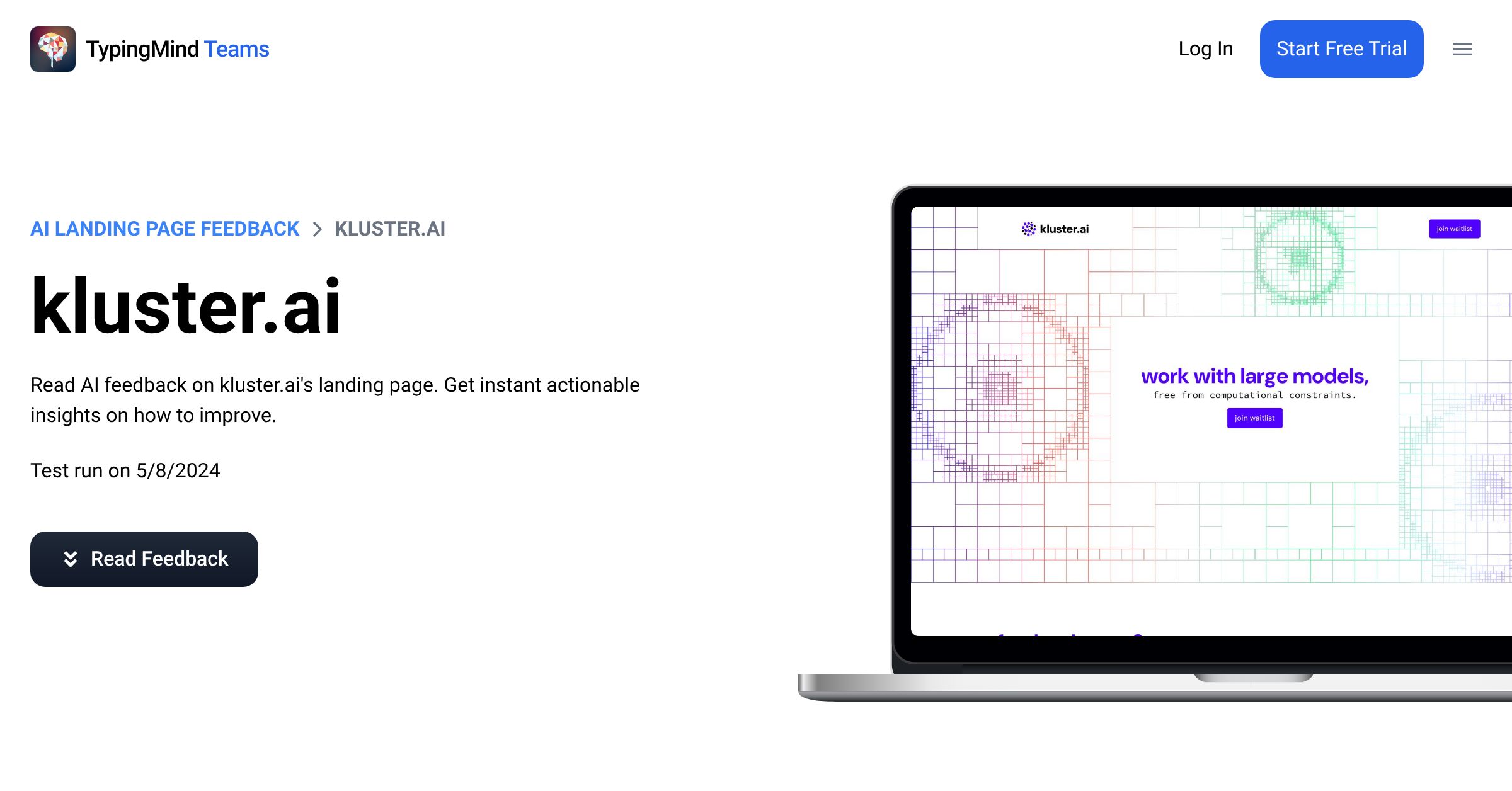 AI Landing Page Feedback for kluster.ai