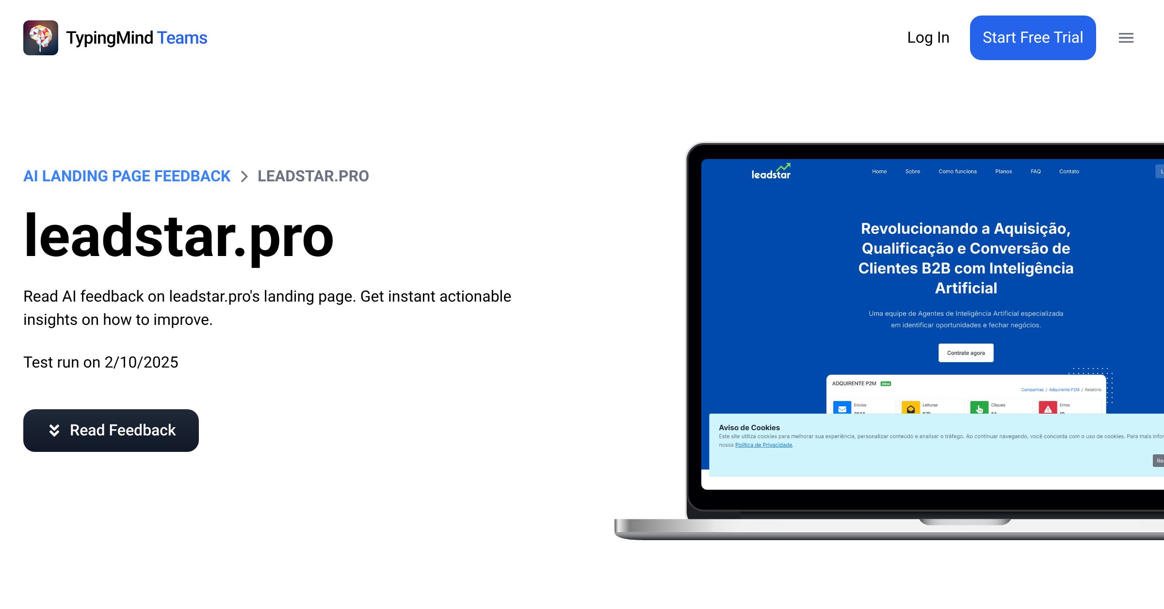 AI Landing Page Feedback for leadstar.pro