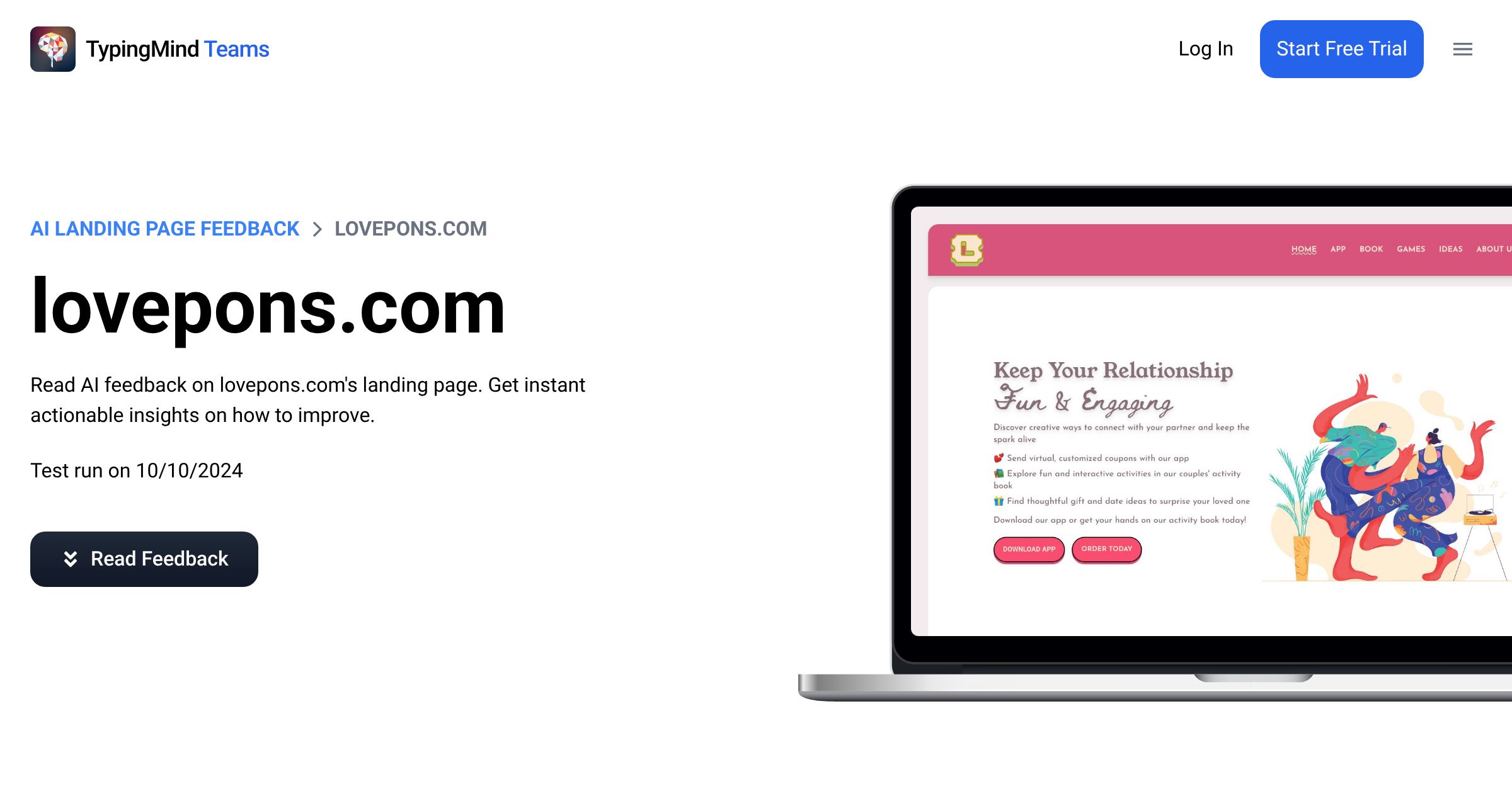 AI Landing Page Feedback for lovepons.com