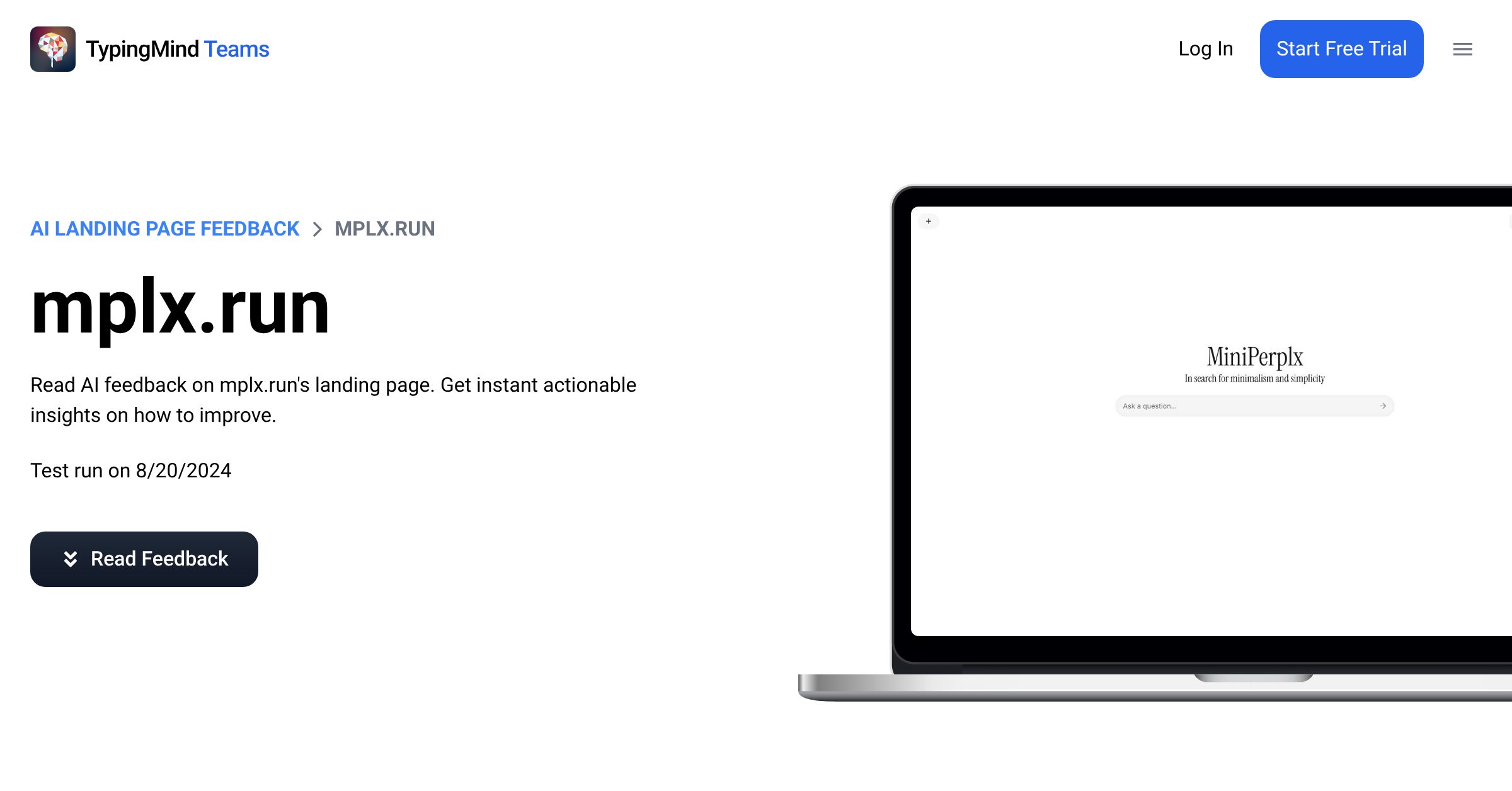 AI Landing Page Feedback for mplx.run