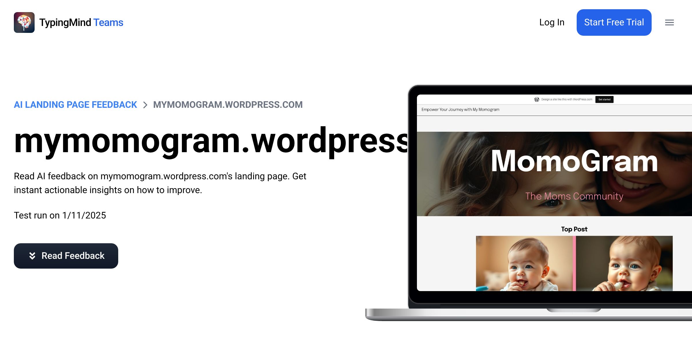 AI Landing Page Feedback for mymomogram.wordpress.com