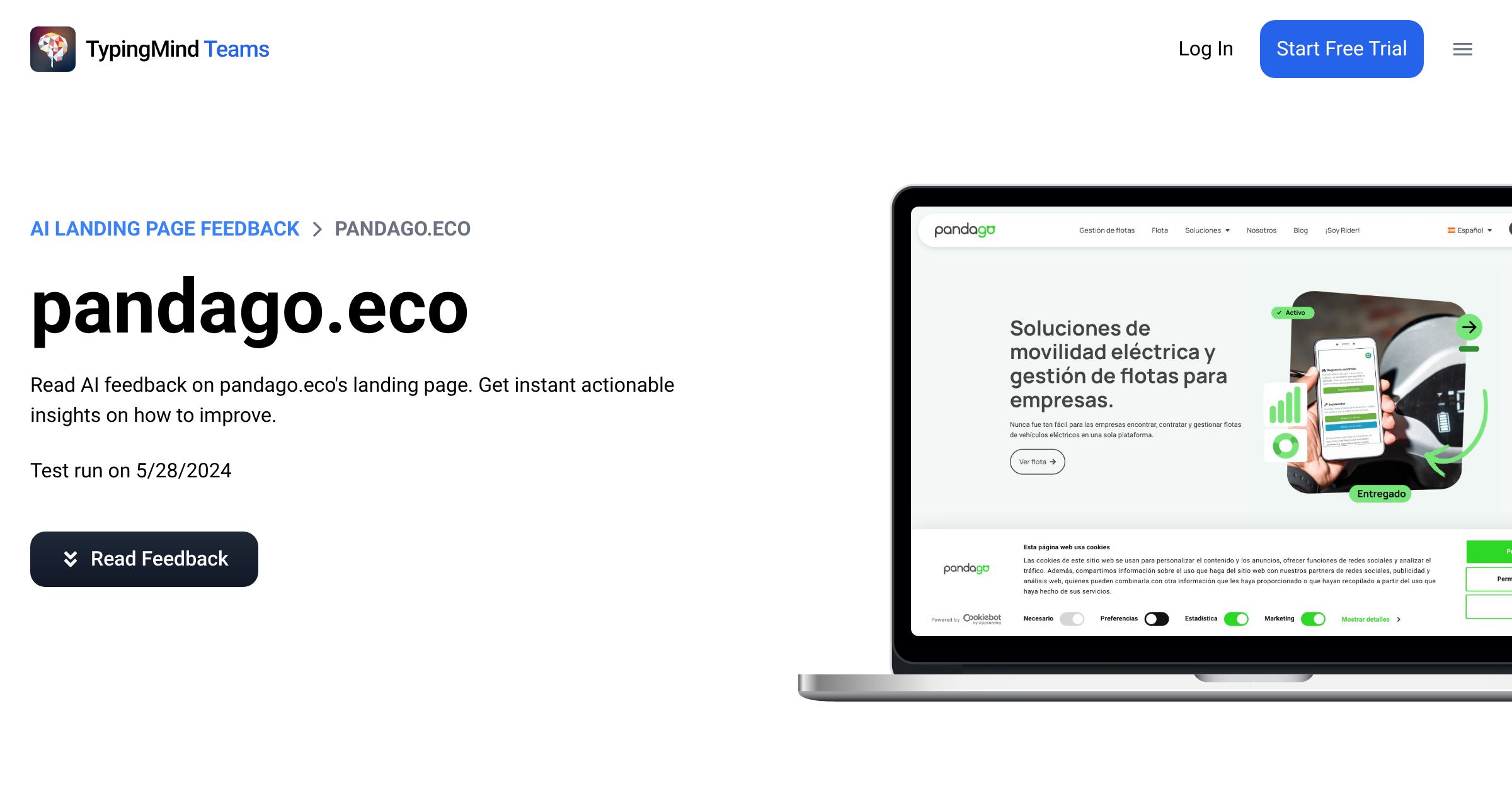 AI Landing Page Feedback for pandago.eco