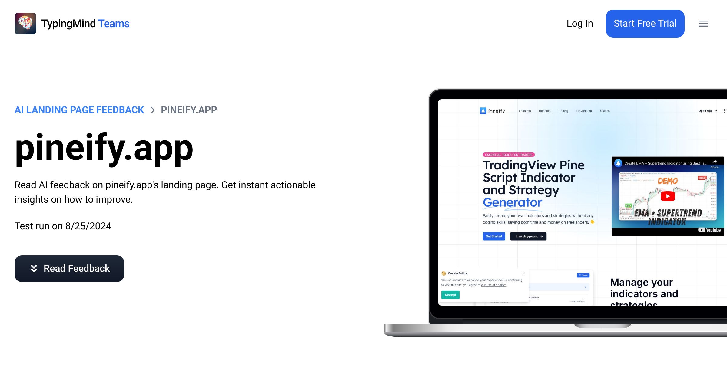 AI Landing Page Feedback for pineify.app