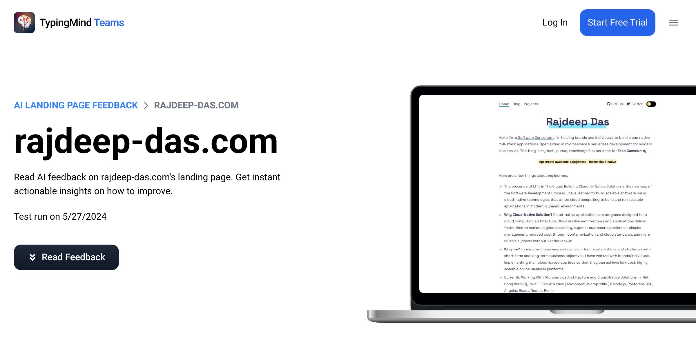 Ai Landing Page Feedback For Rajdeep
