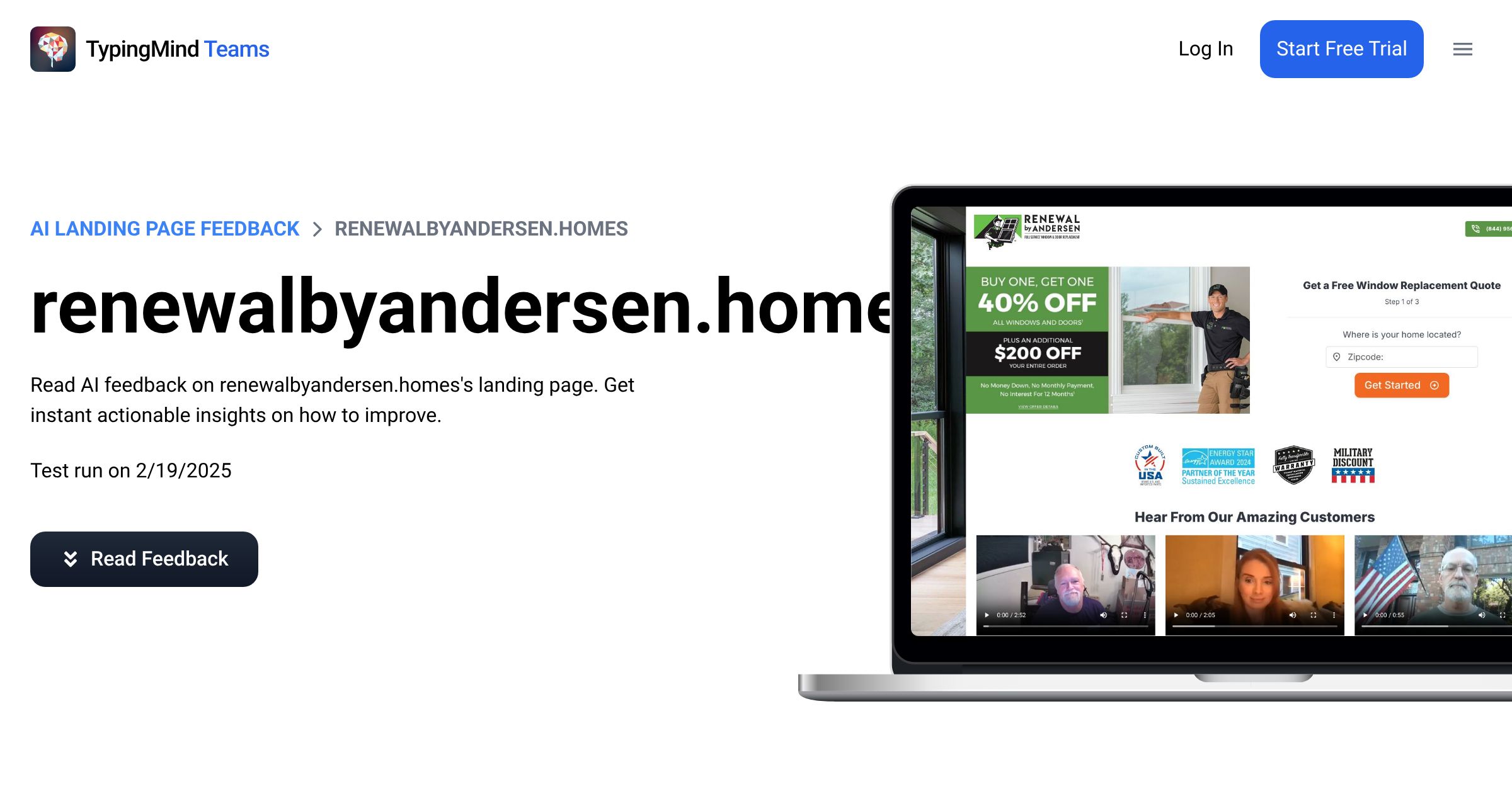 AI Landing Page Feedback for renewalbyandersen.homes