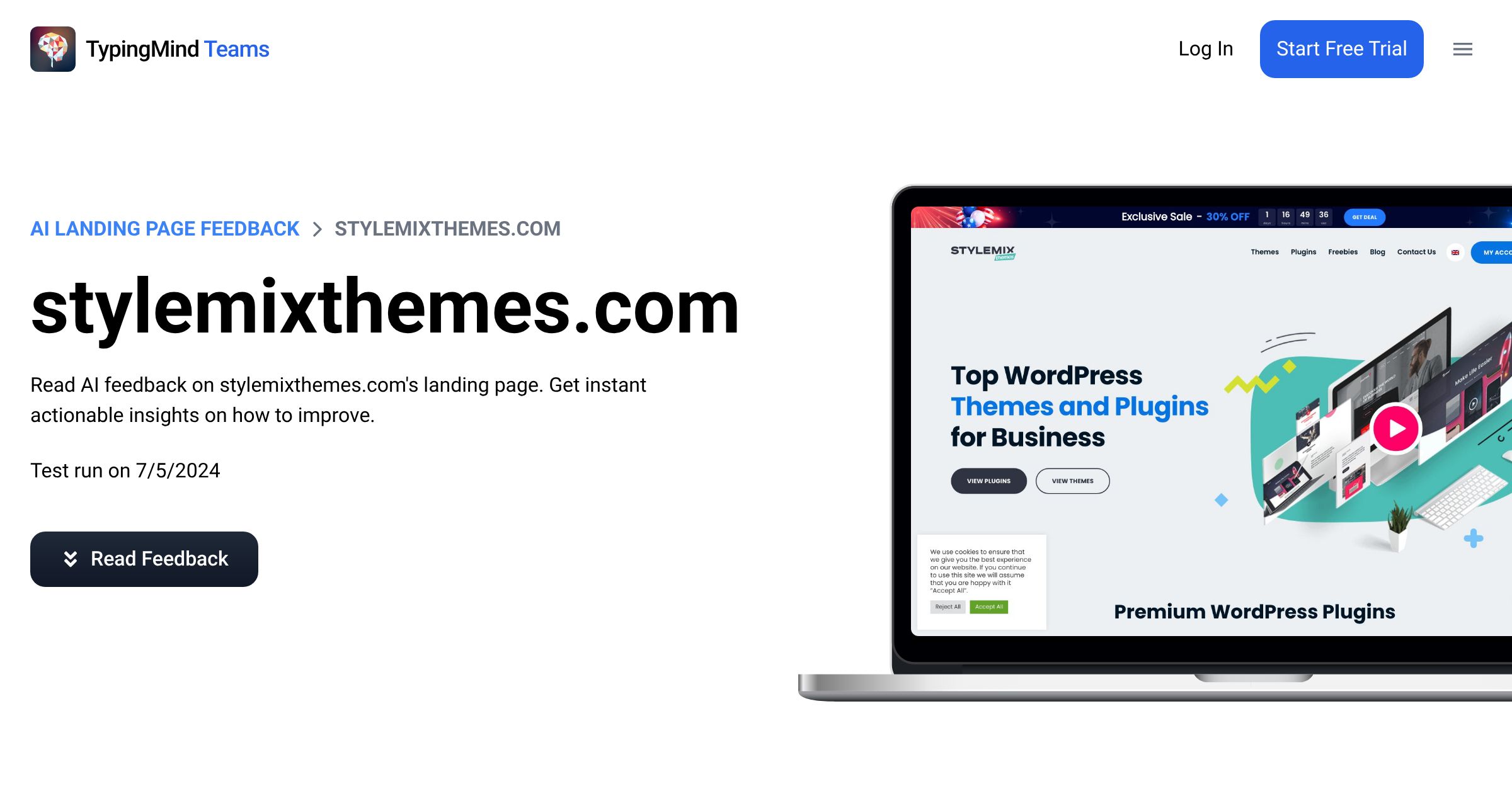 AI Landing Page Feedback for stylemixthemes.com