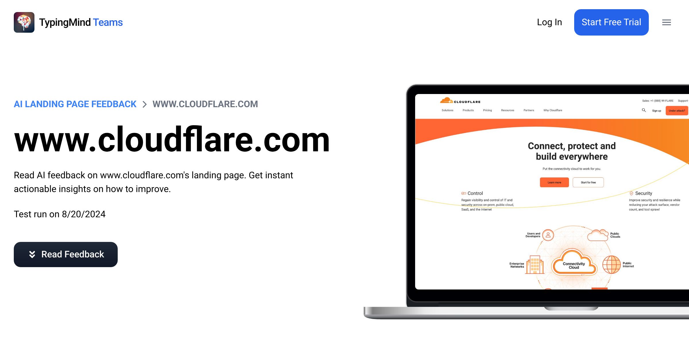 AI Landing Page Feedback for www.cloudflare.com