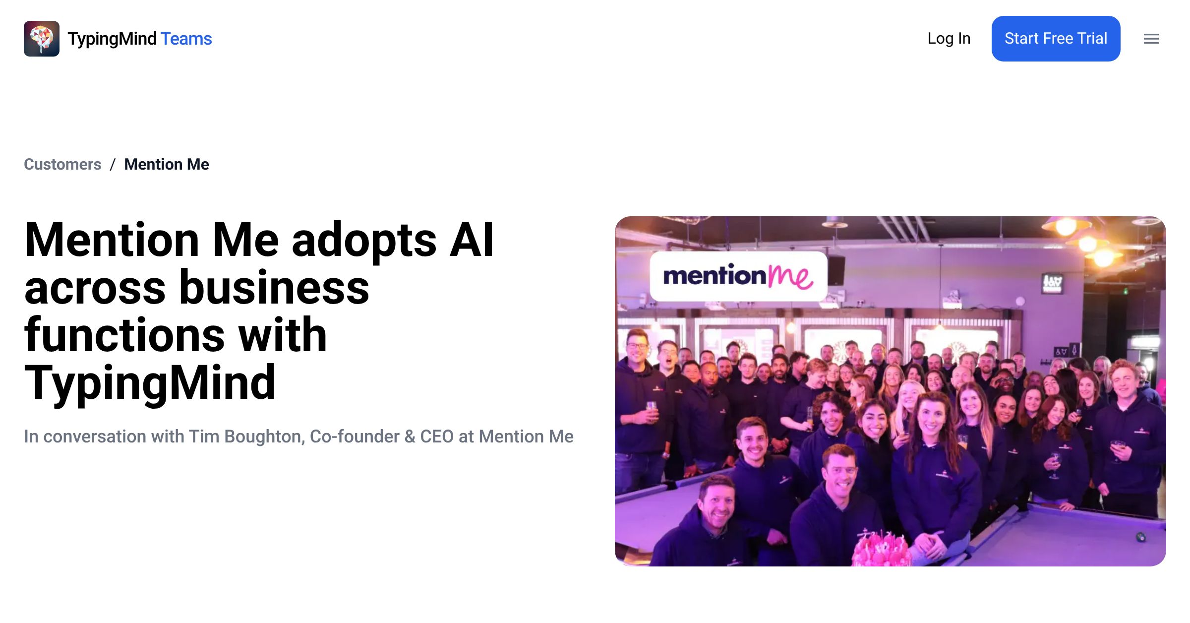 Case Study: Mention Me Adopts AI Across Business Functions AI with TypingMind
