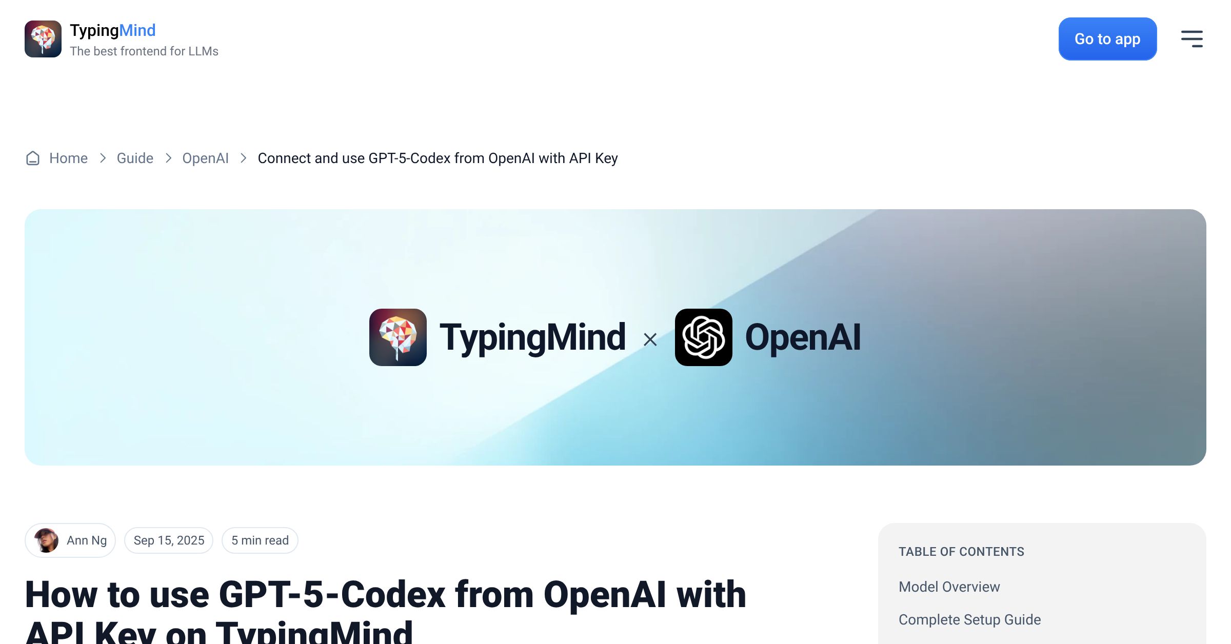 Connect and use GPT-5-Codex from OpenAI with API Key | TypingMind