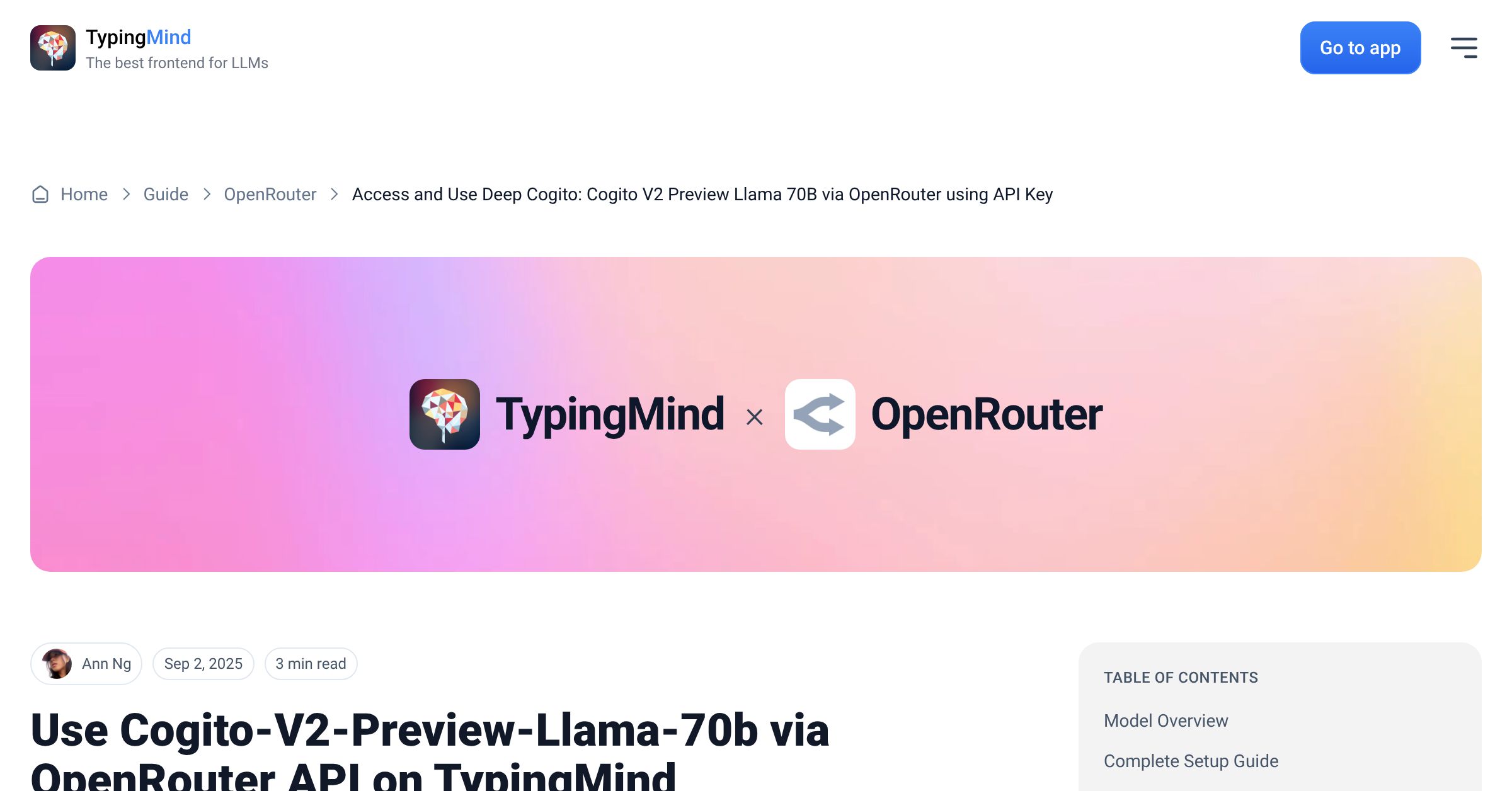 Access and Use Deep Cogito: Cogito V2 Preview Llama 70B via OpenRouter ...