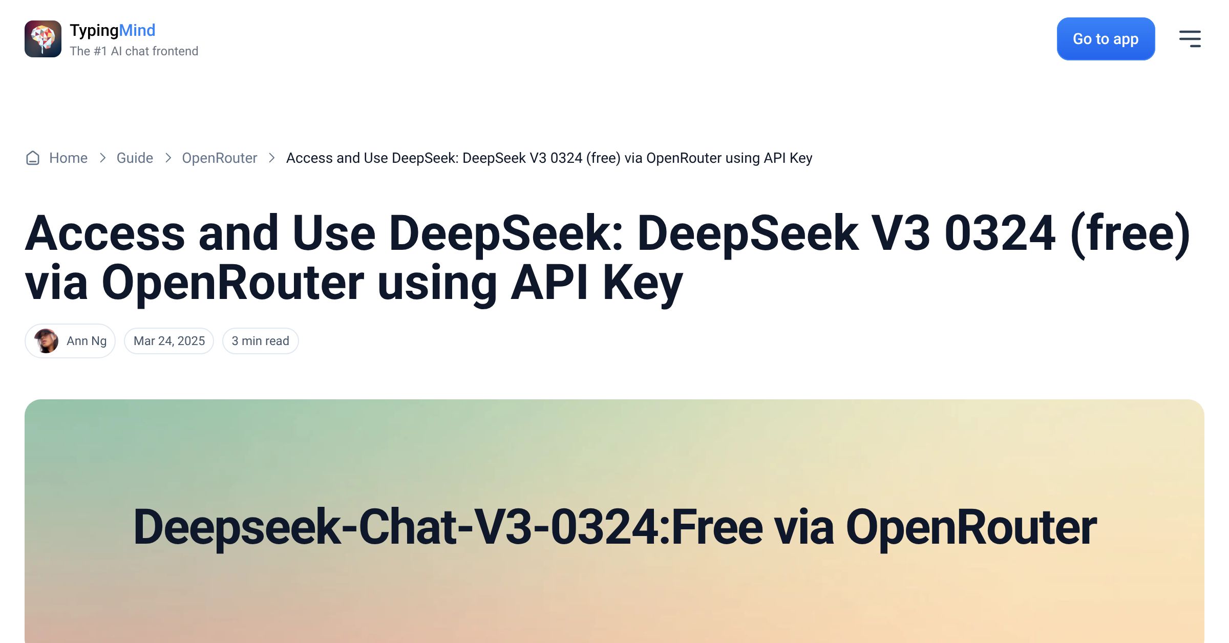 Access and Use DeepSeek: DeepSeek V3 0324 (free) via OpenRouter using ...