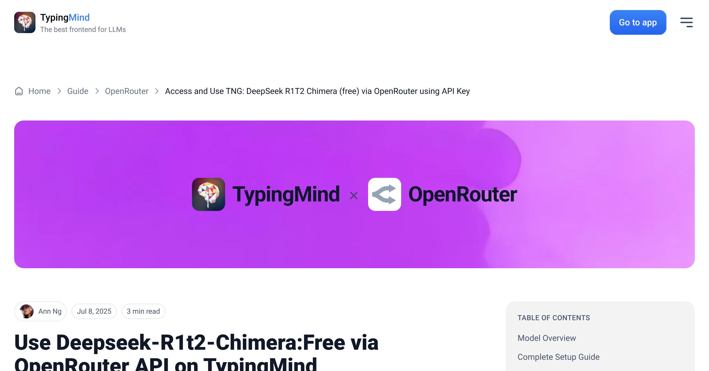 Access and Use TNG: DeepSeek R1T2 Chimera (free) via OpenRouter using ...