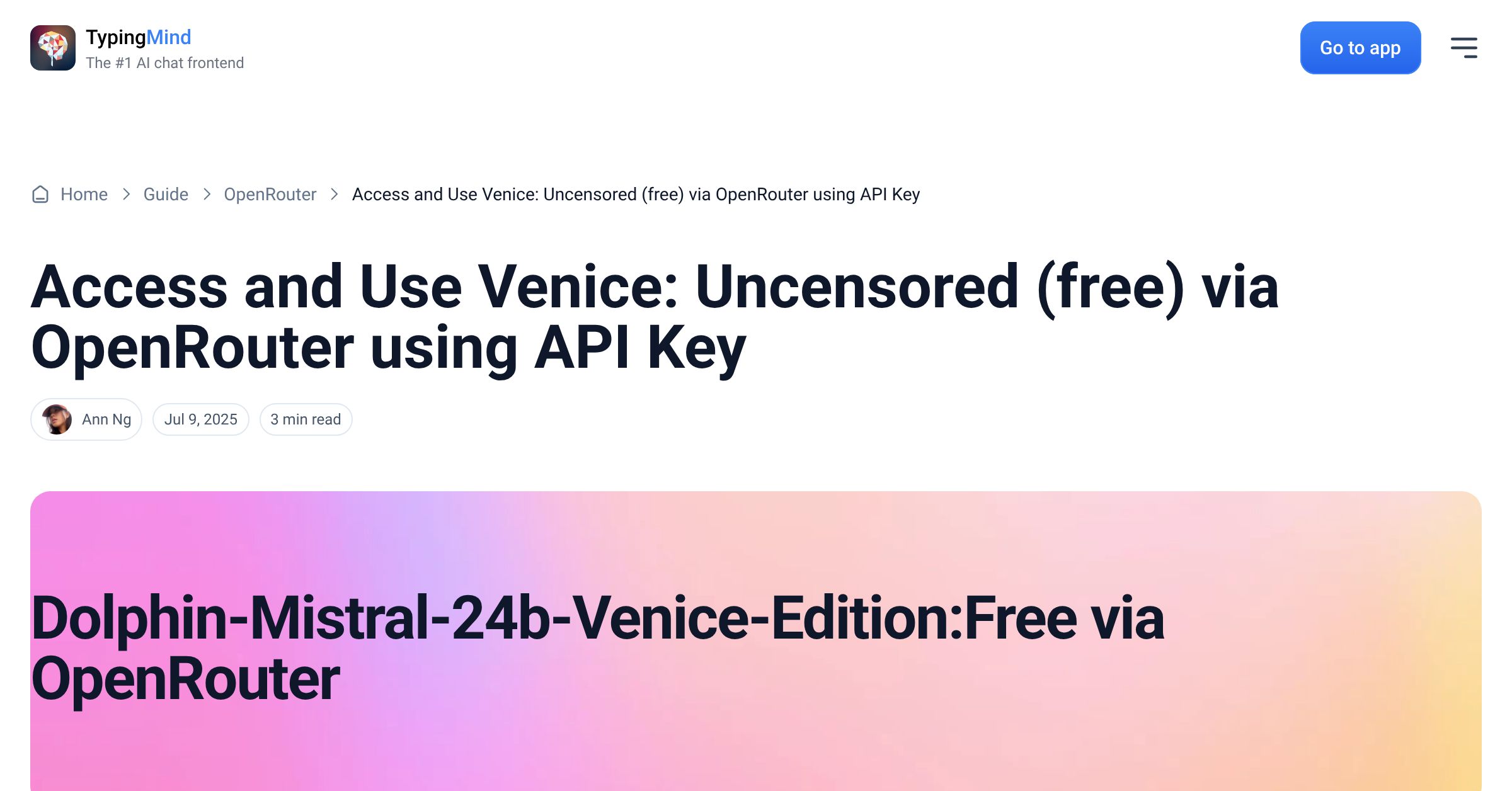 Access and Use Venice: Uncensored (free) via OpenRouter using API Key | TypingMind