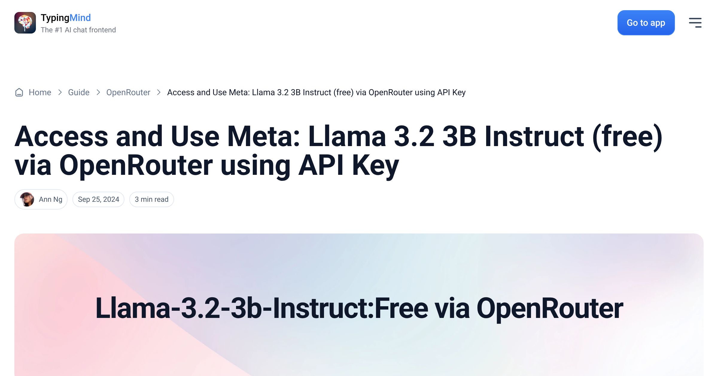 Access and Use Meta: Llama 3.2 3B Instruct (free) via OpenRouter using API Key | TypingMind