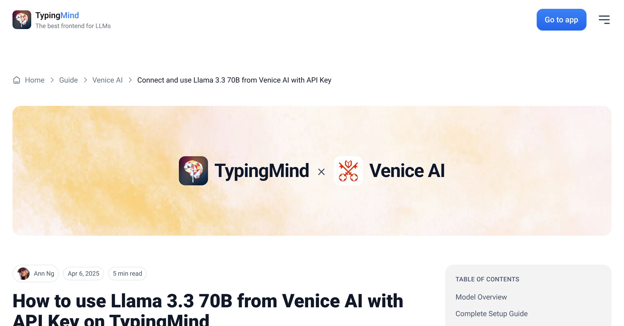 Connect and use Llama 3.3 70B from Venice AI with API Key | TypingMind