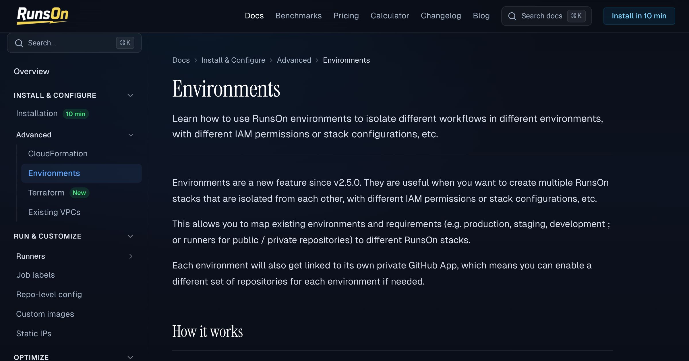 Environments - RunsOn