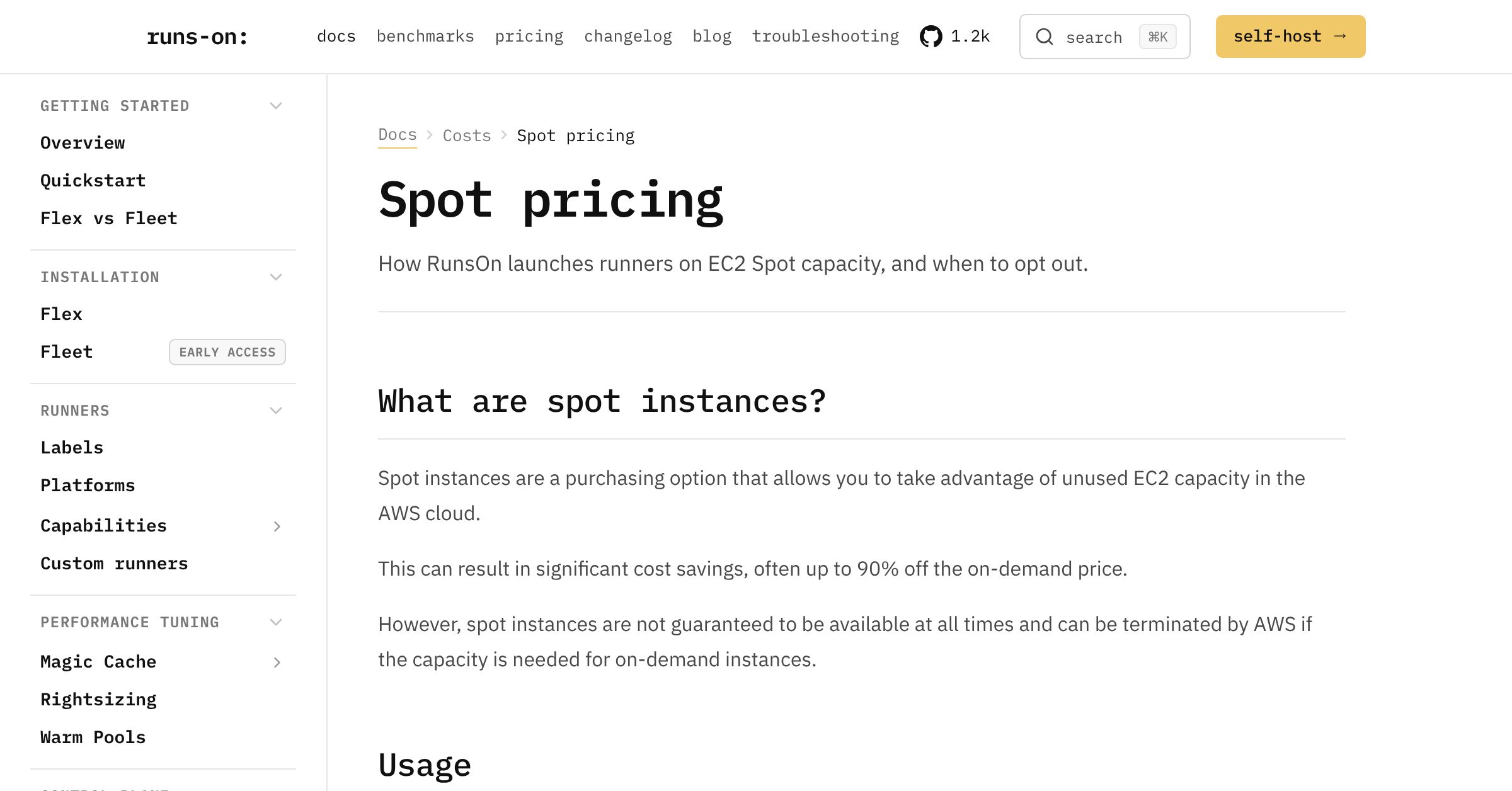 Spot instances - RunsOn