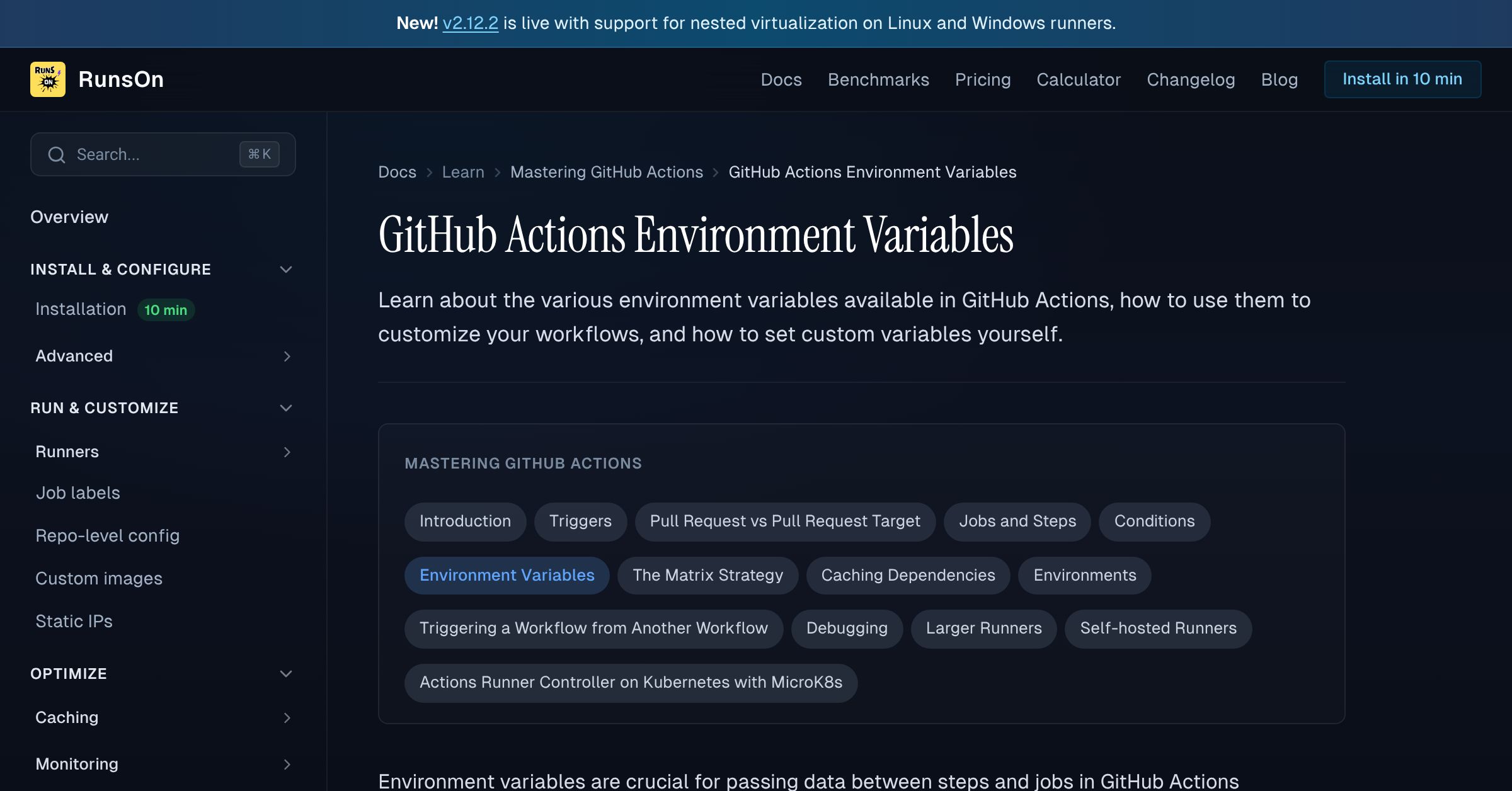 GitHub Actions Environment Variables - RunsOn