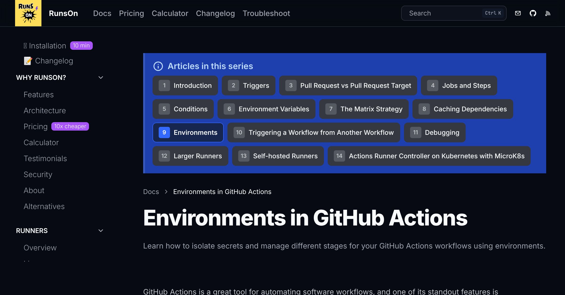 Environments in GitHub Actions - RunsOn