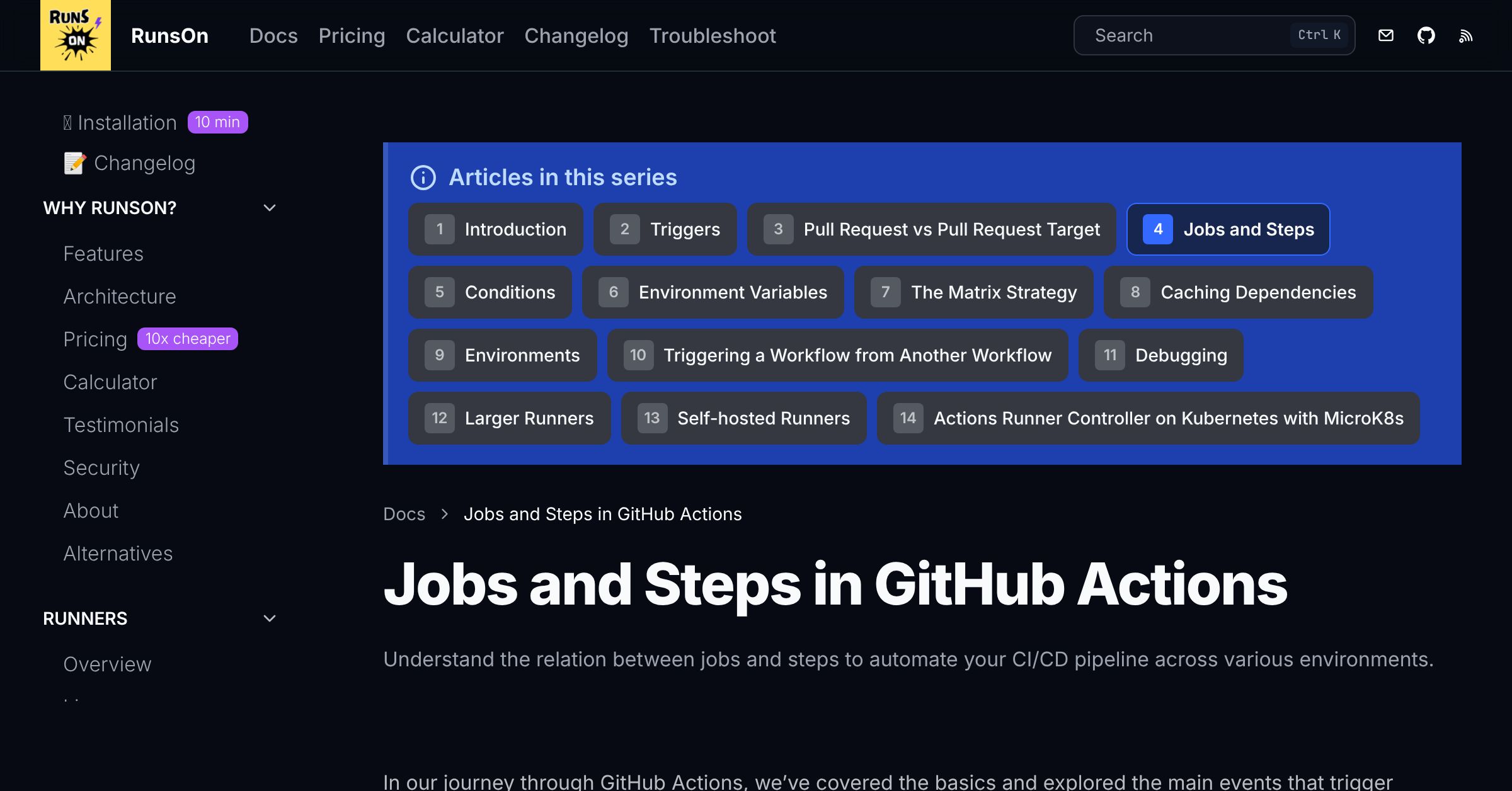 Jobs and Steps in GitHub Actions - RunsOn
