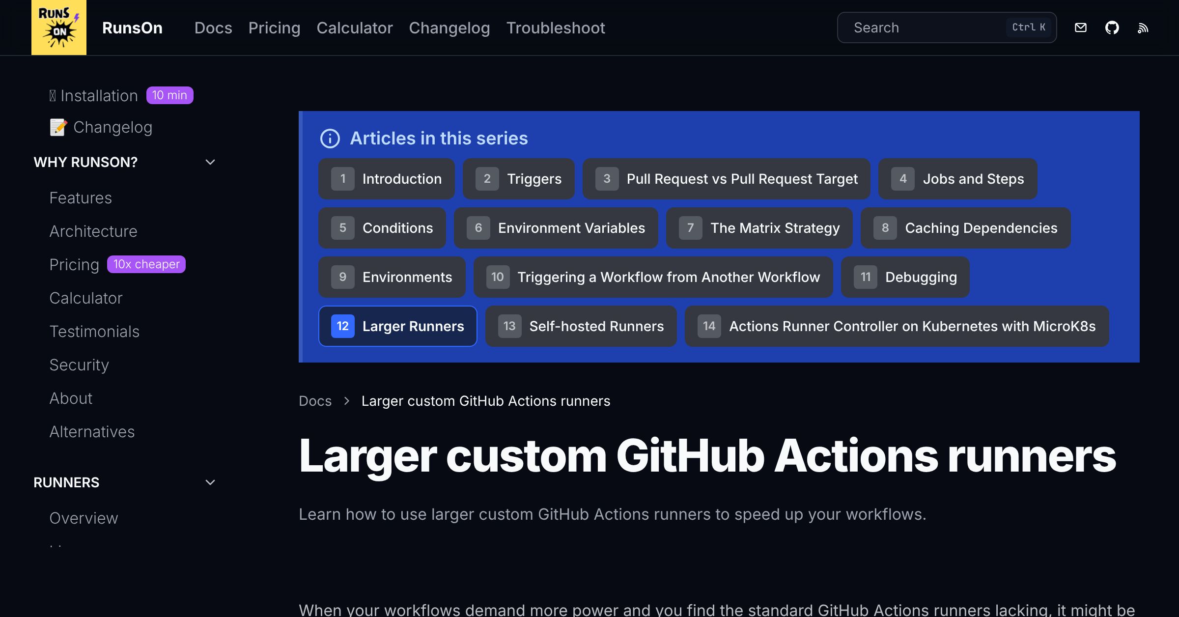 Larger custom GitHub Actions runners - RunsOn
