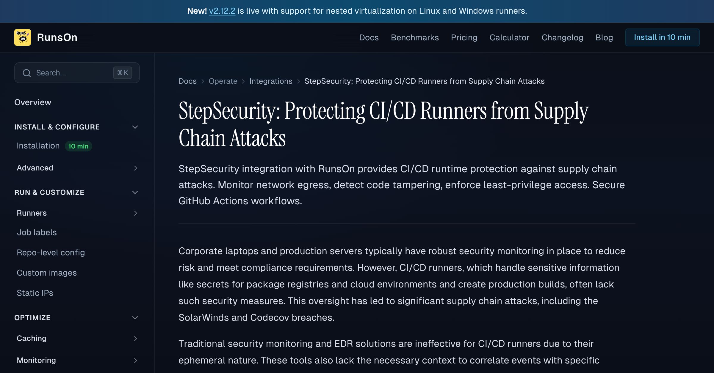 StepSecurity: Protecting CI/CD Runners from Supply Chain Attacks - RunsOn