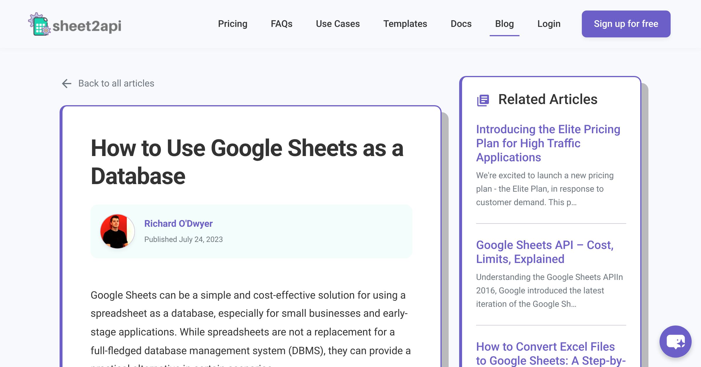 How to Use Google Sheets as a Database | sheet2api | Google Sheets REST API