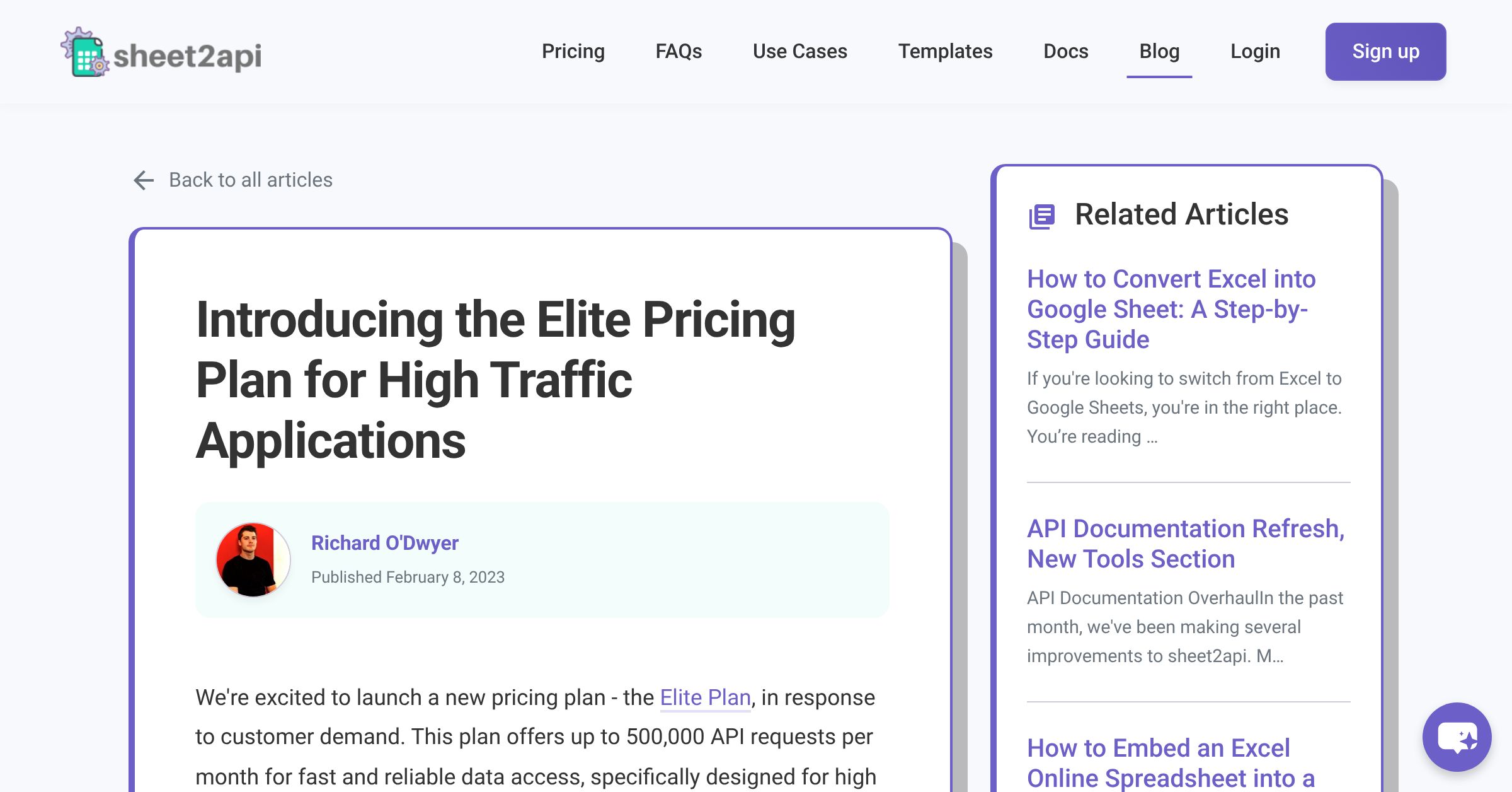 Introducing the Elite Pricing Plan for High Traffic Applications | sheet2api