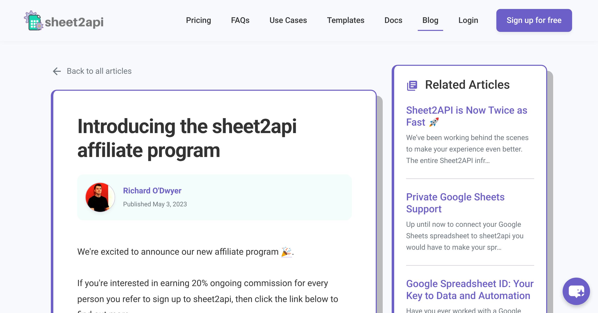 Introducing the sheet2api affiliate program | sheet2api
