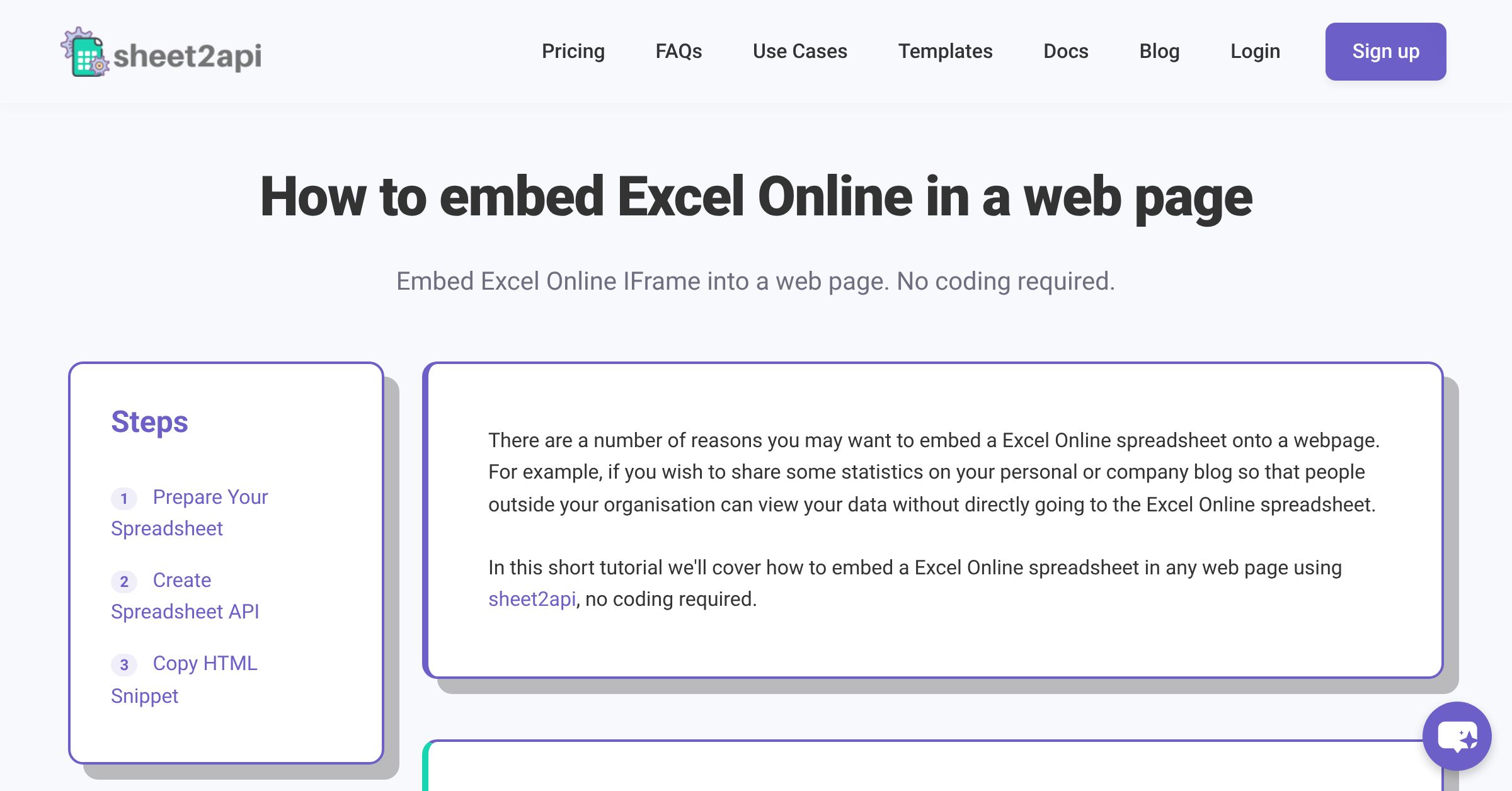 How to embed Excel Sheet in web page [3 Easy Steps] | sheet2api