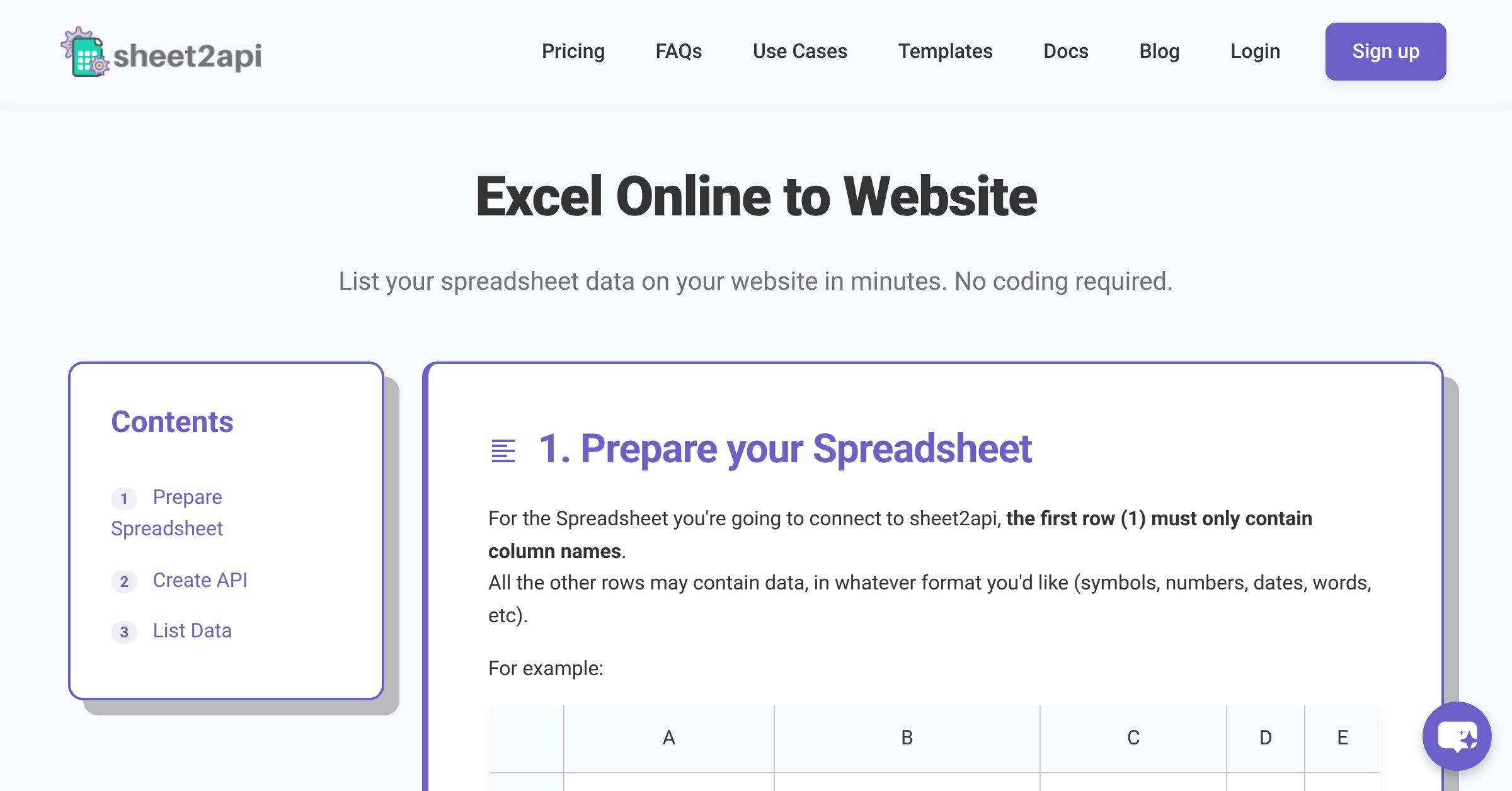 Excel Online to Website [2025] | sheet2api