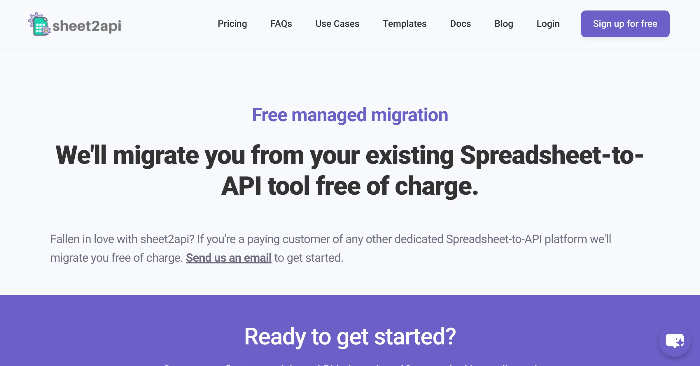 Free managed migration | sheet2api