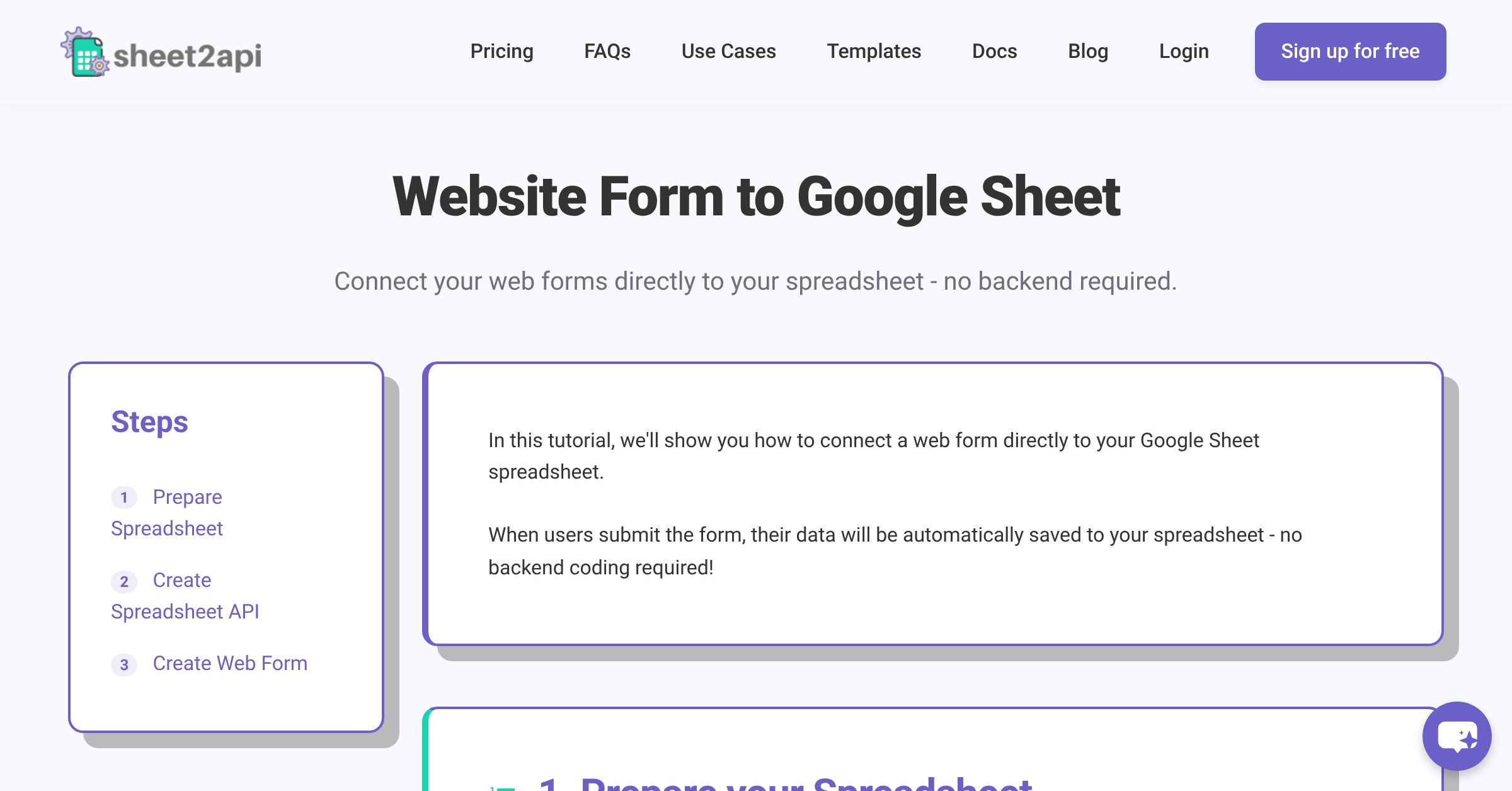 Website Form to Google Sheet [2025] | sheet2api