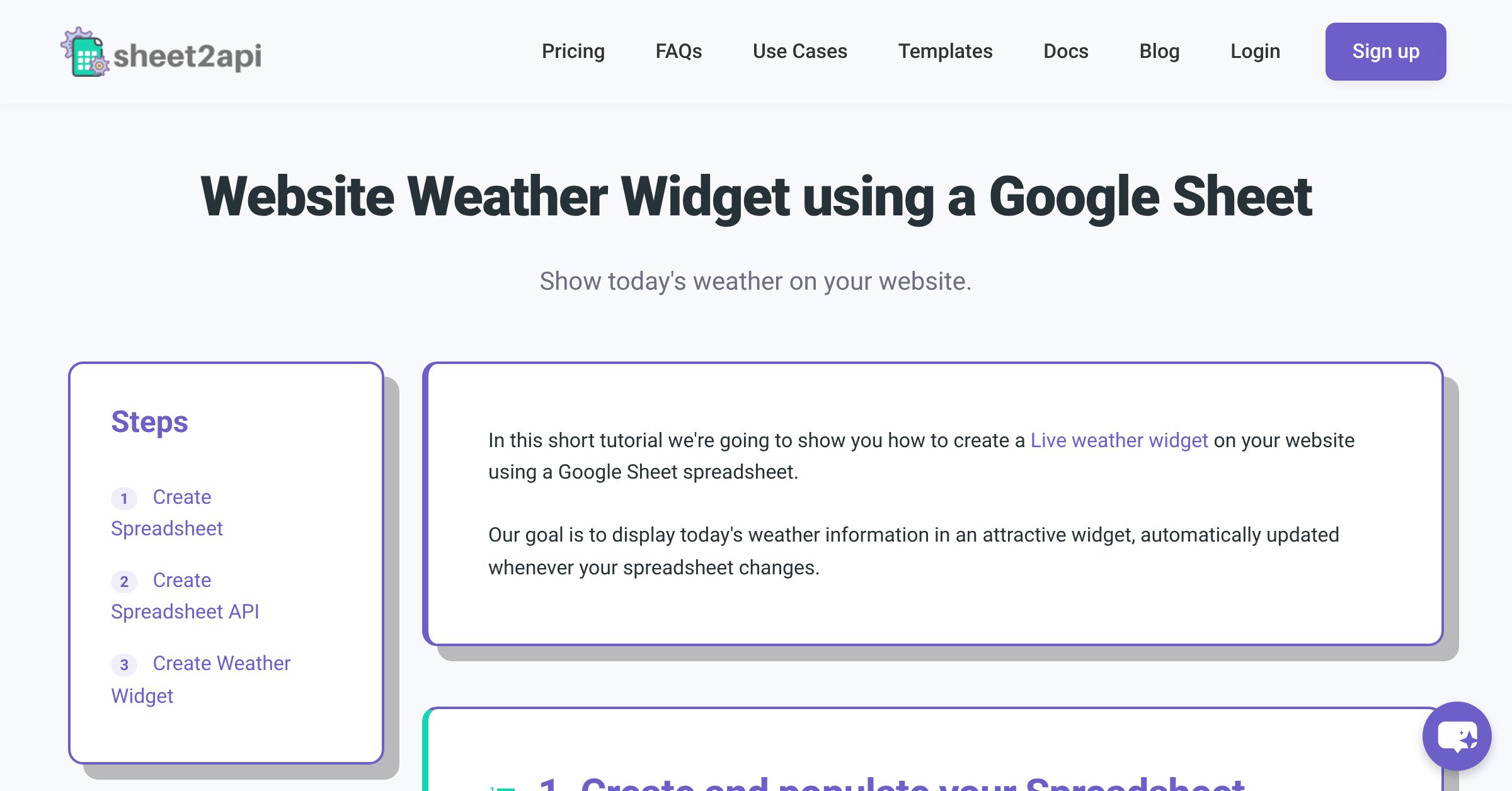 Website Weather Widget using a Google Sheet [2025] | sheet2api