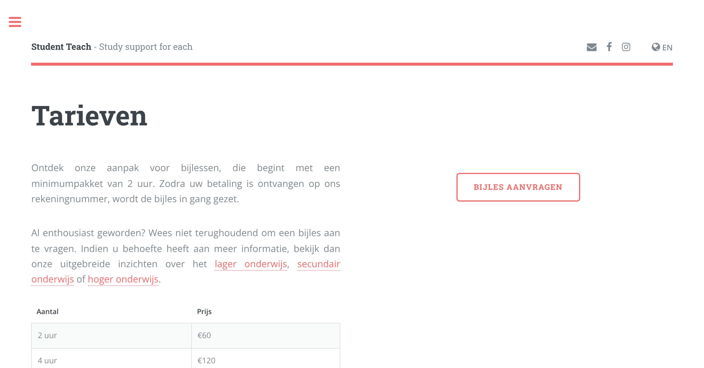 Onze tarieven voor bijles | Student Teach